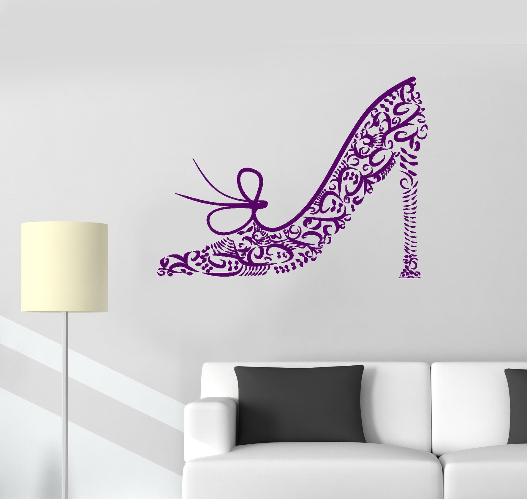 Vinyl Wall Decal Shoe Fashion Style Woman Girl Room Decoration Sticker ...