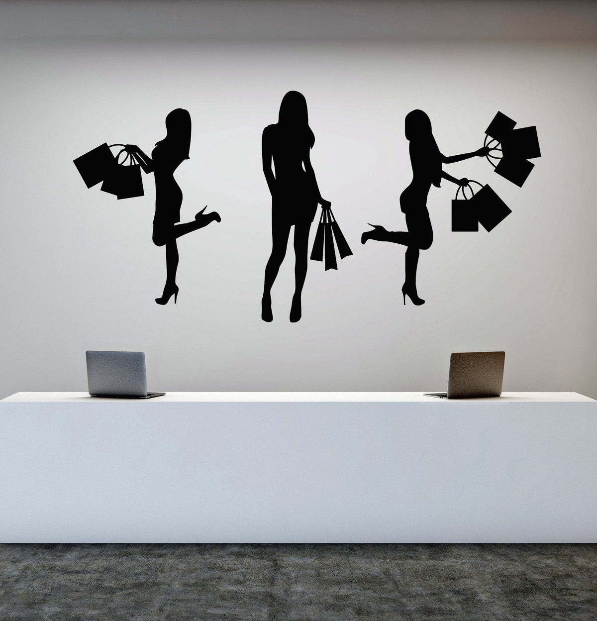 Vinyl Wall Decal Shopping Women Girl Silhouette Fashion Shop Stickers ...