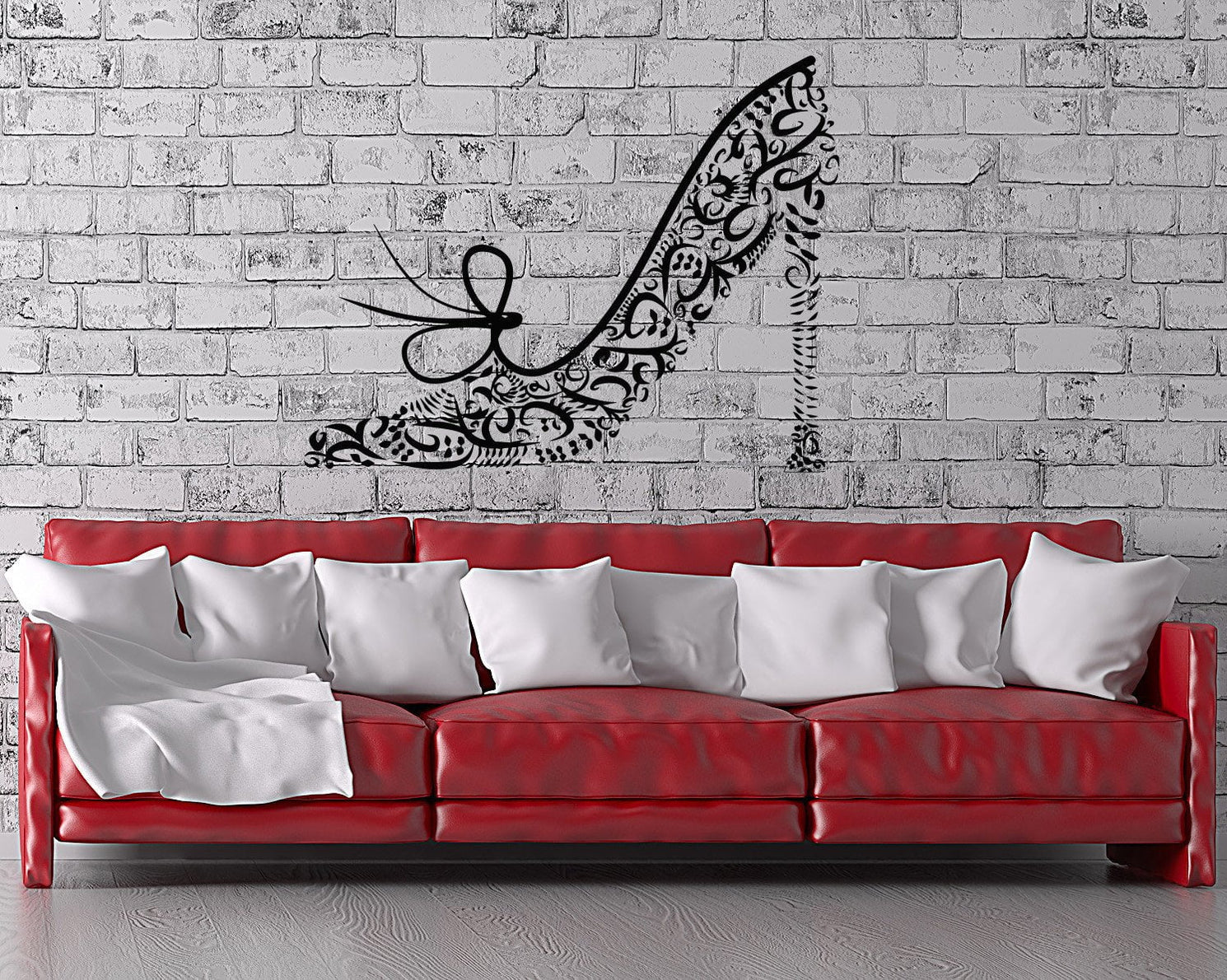 Vinyl Wall Decal Shoe Fashion Style Woman Girl Room Decoration Sticker ...