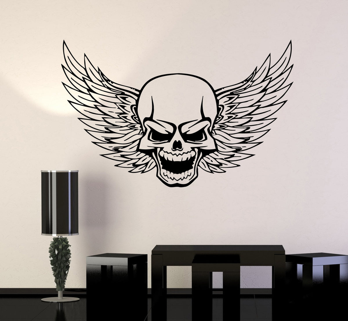 Skull Wall Vinyl Stickers Decal Wings Death Decor for Garage Car Uniqu ...