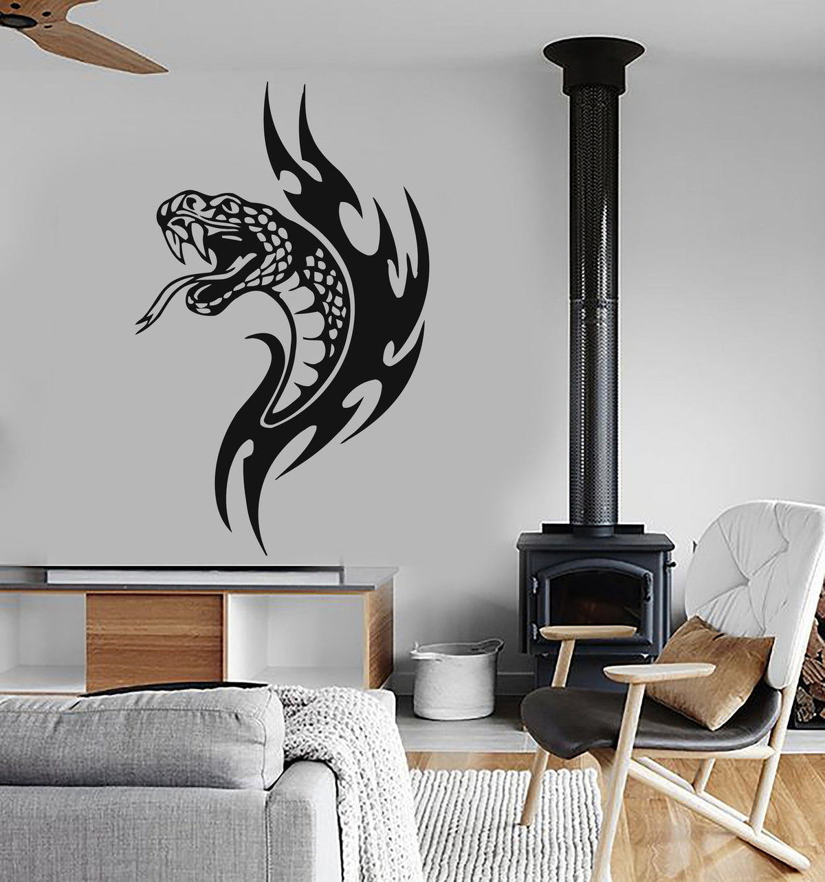 Wall Stickers Vinyl Decal Snake Fire Tribal Reptile Decor Unique Gift ...