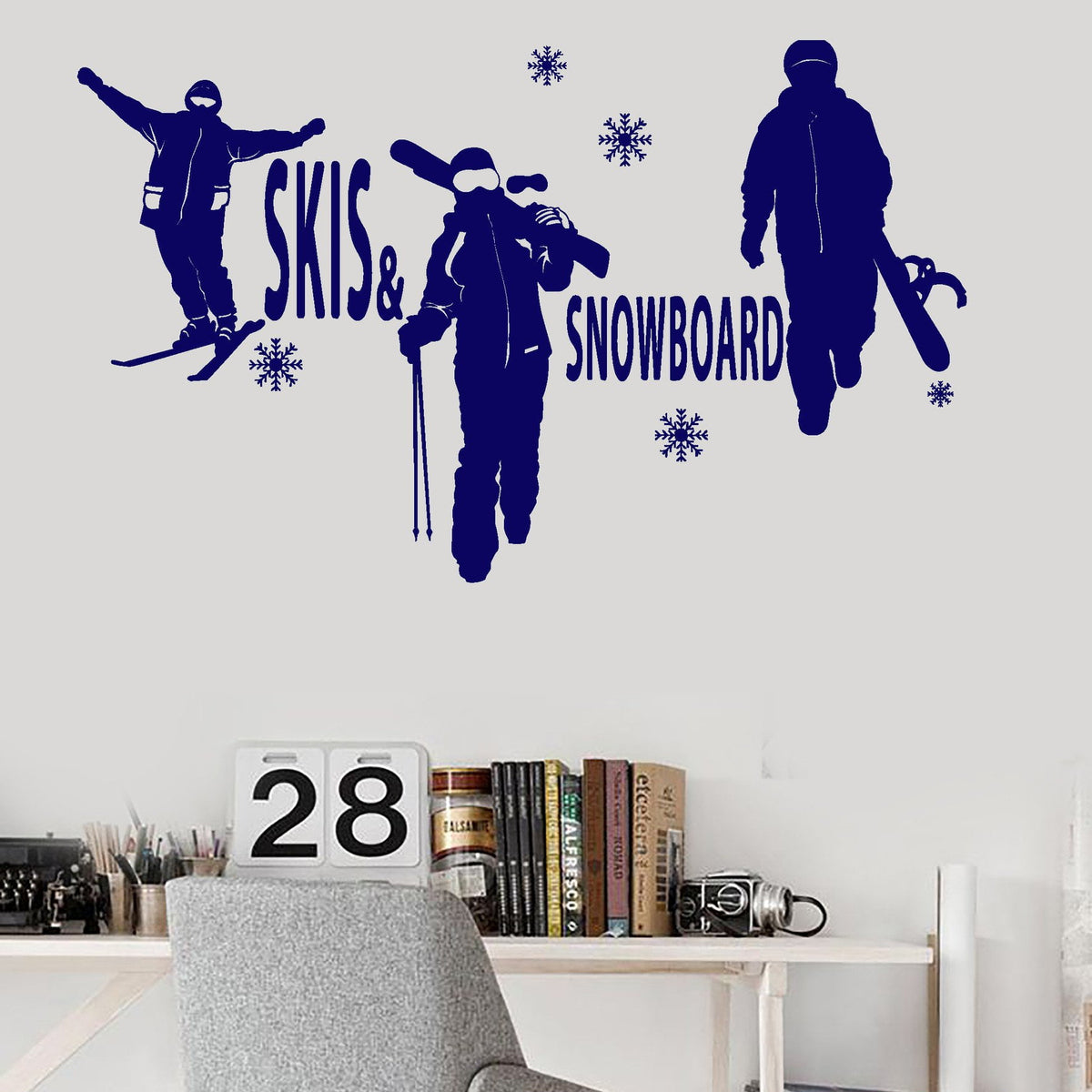 Vinyl Wall Decal Skis Snowboard Winter Sports Snow Extreme Stickers Un ...