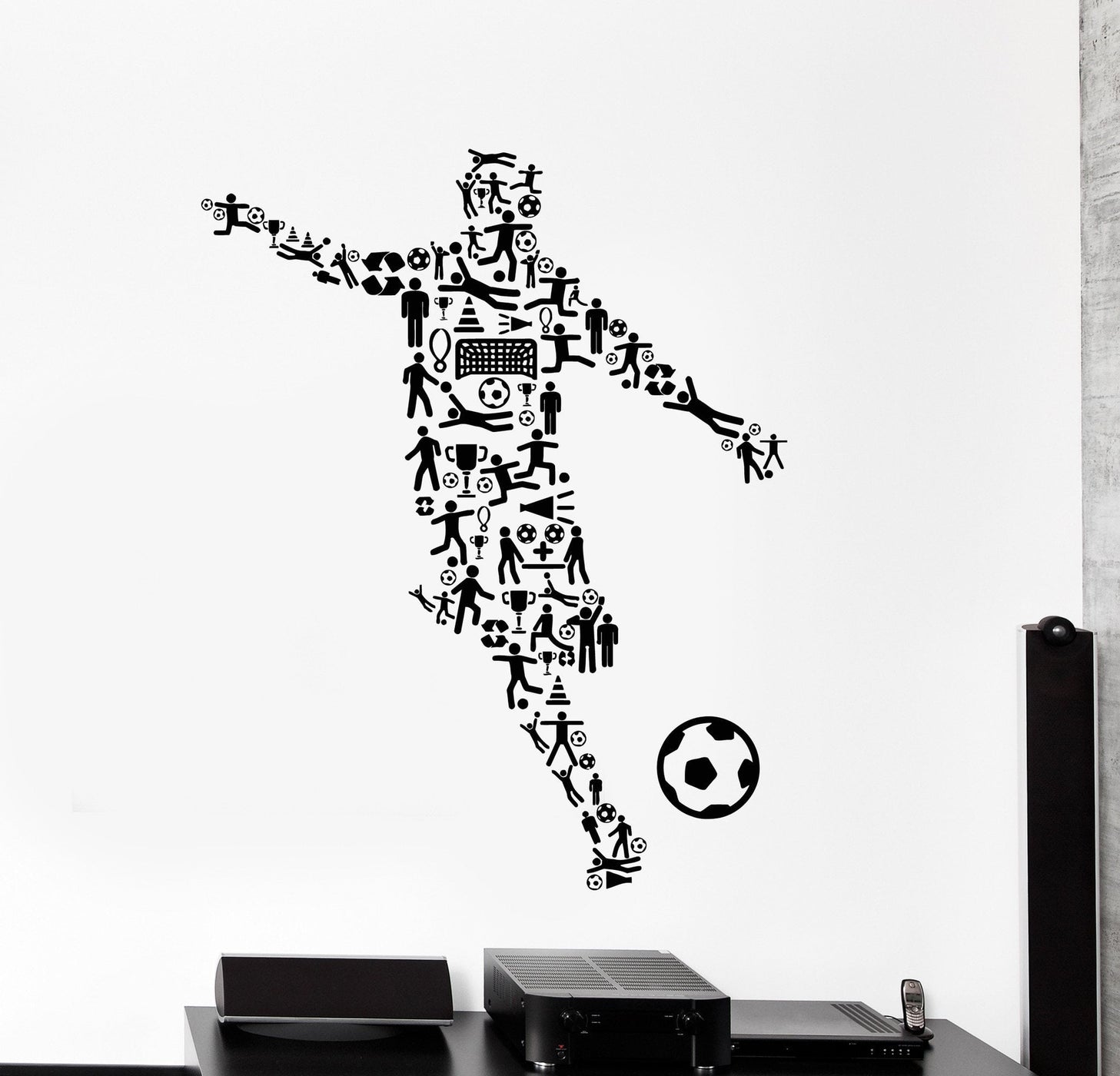 Vinyl Wall Decal Soccer Player Football Sports Stickers Mural Unique G ...