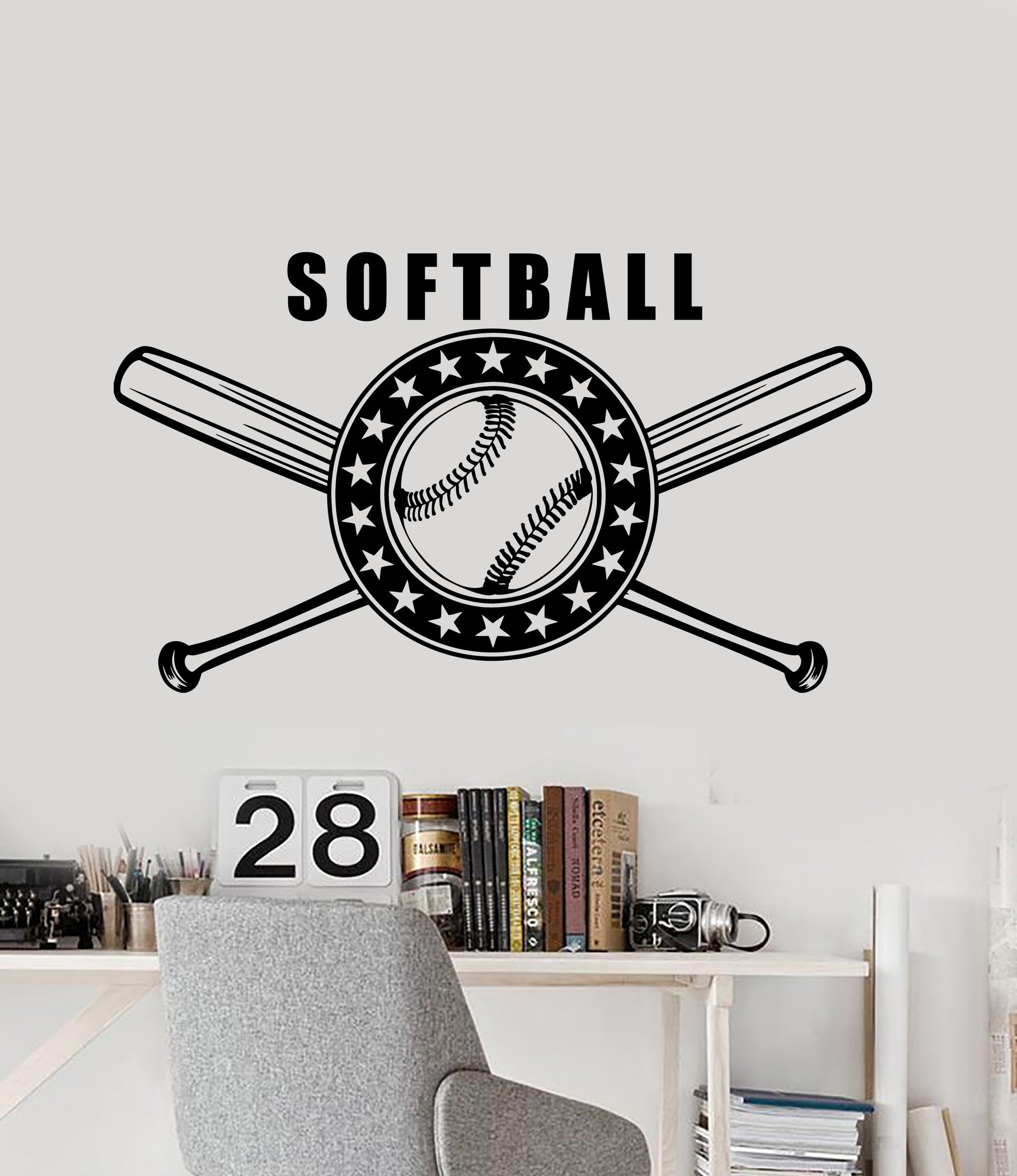 Vinyl Wall Decal Softball Bat Game Sport Logo Stickers (3202ig ...