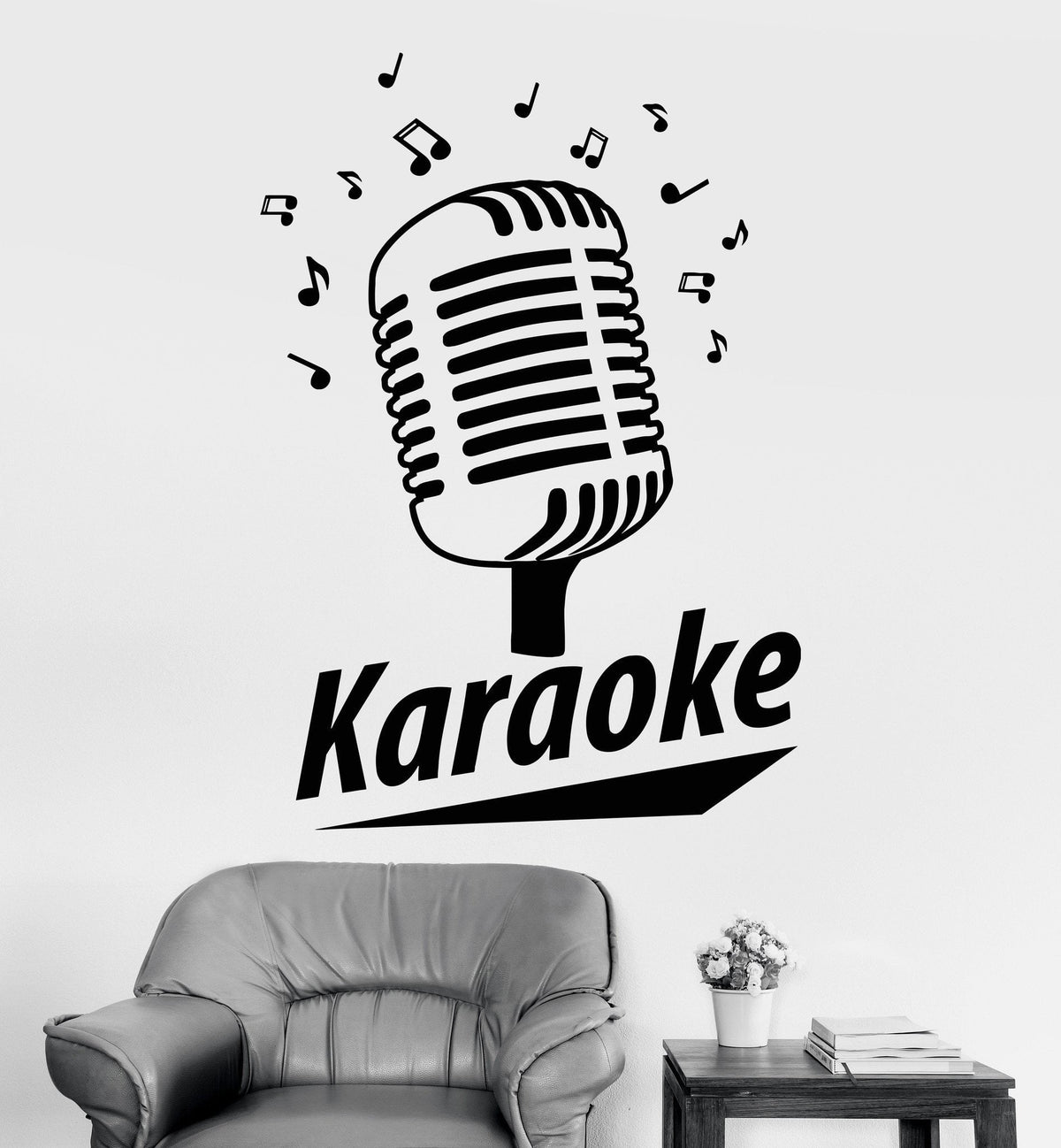 Vinyl Wall Decal Karaoke Club Retro Microphone Song Singer Stickers Un ...