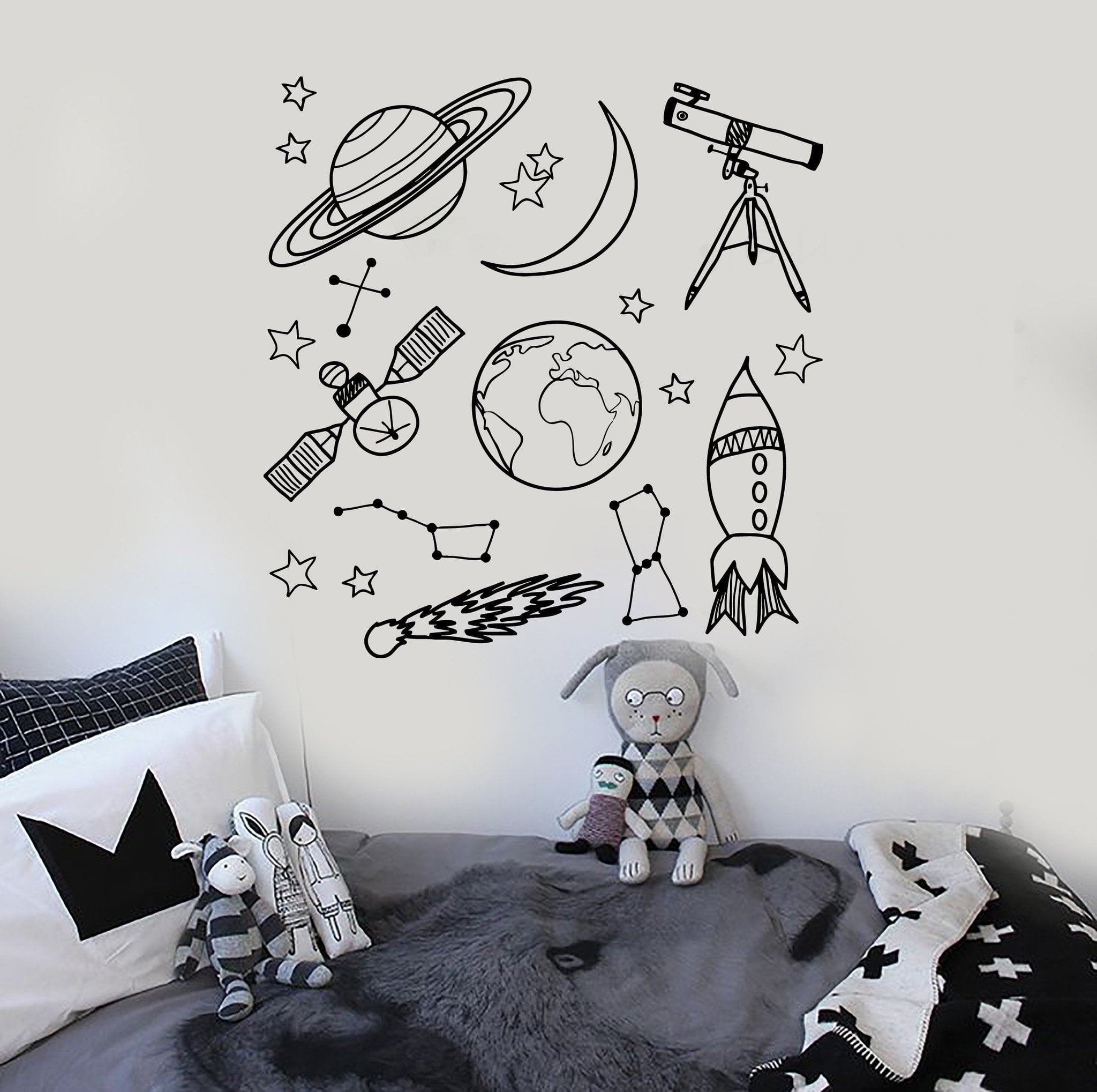Wall Stickers Space Astronomy School Children Room Mural Vinyl Decal U ...