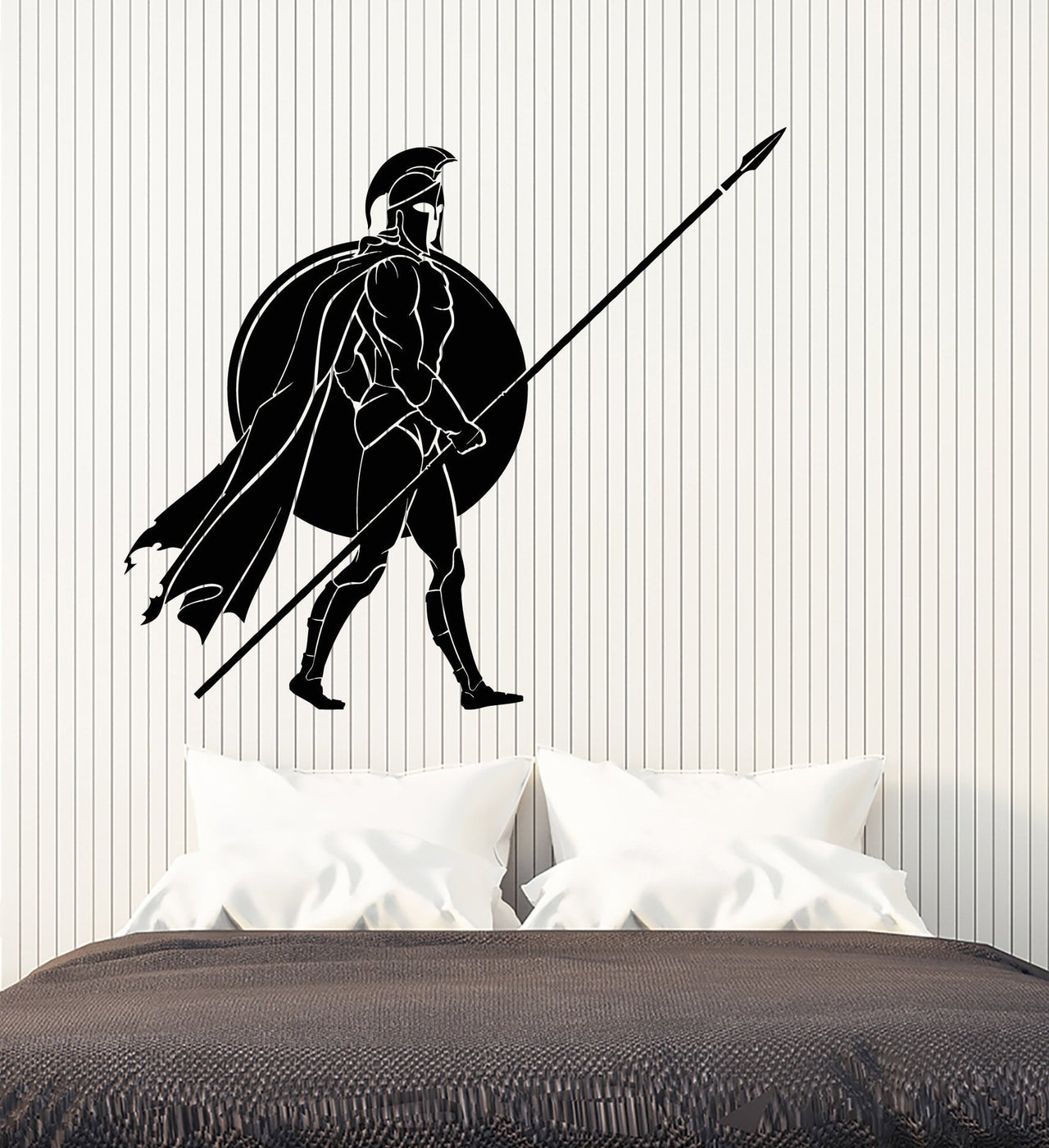 Vinyl Wall Decal Spartan Warrior With Spear Helmet Sparta Stickers (30 ...