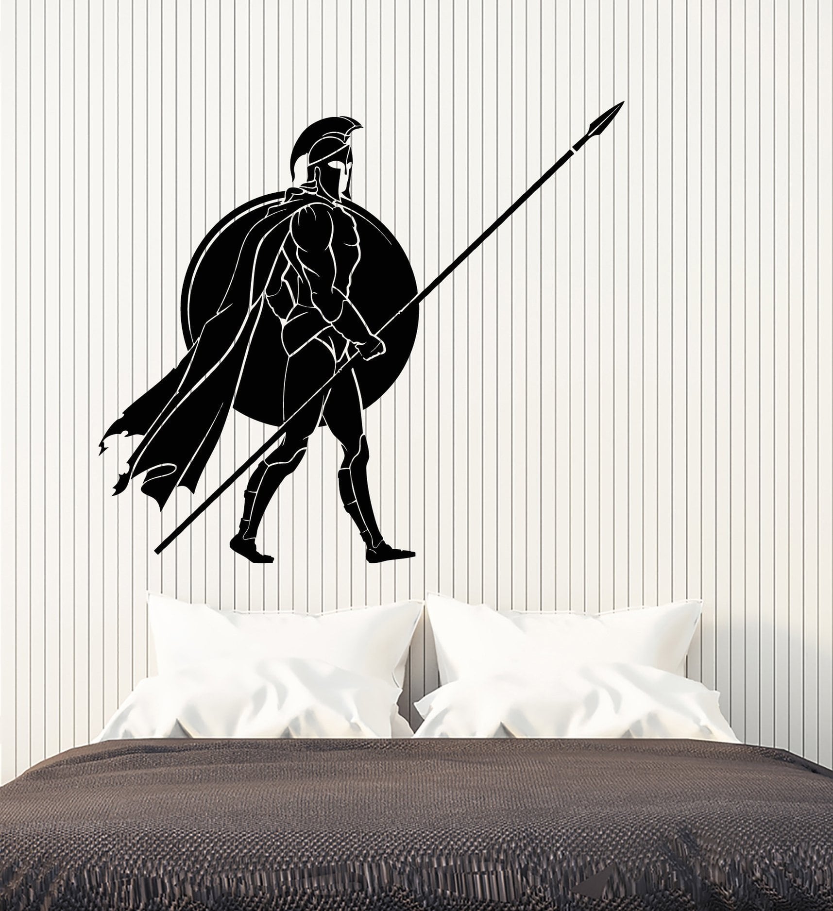 Vinyl Wall Decal Spartan Warrior With Spear Helmet Sparta Stickers (30 ...