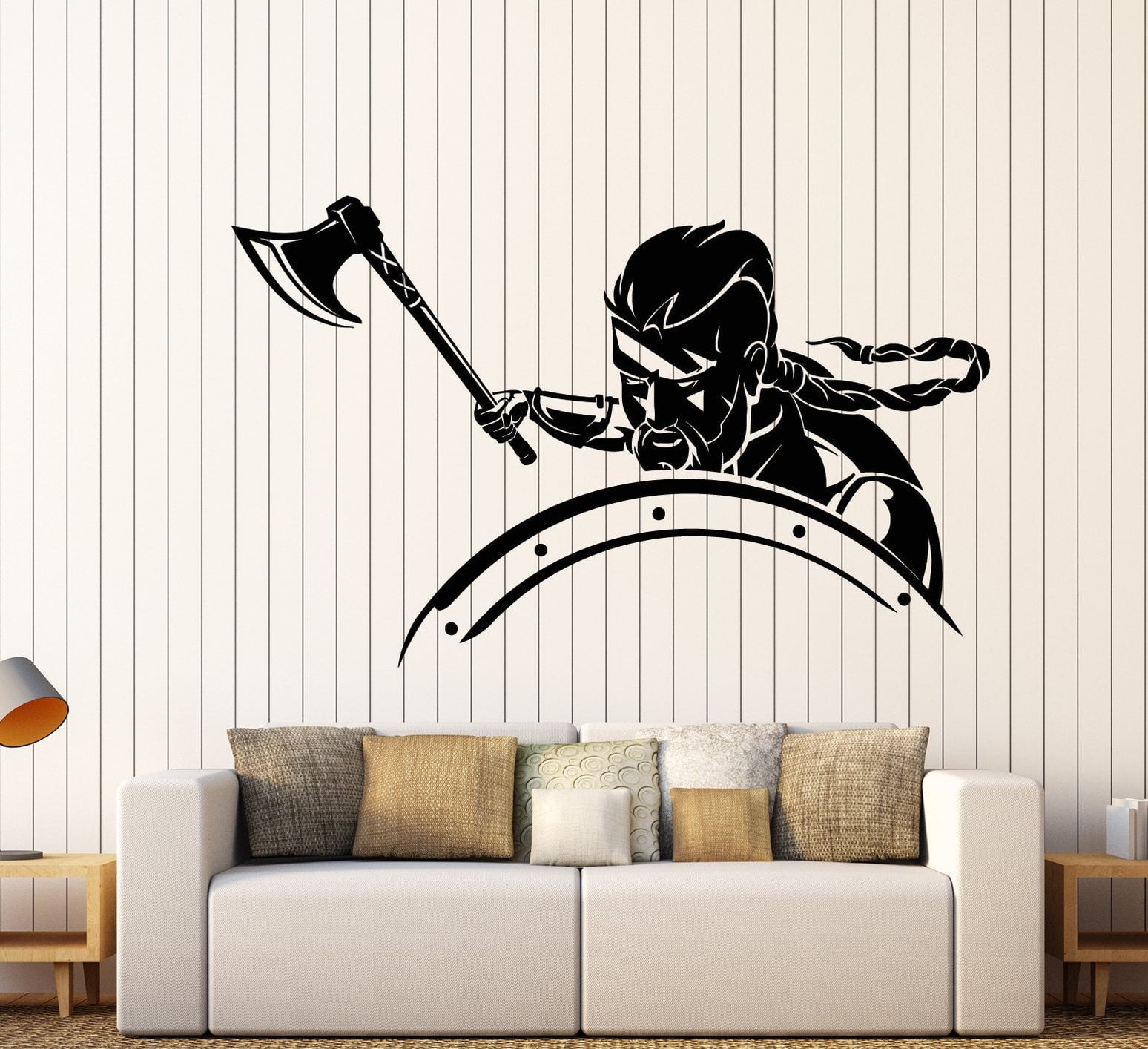 Vinyl Wall Decal Viking Warrior With Ax Shield Stickers (2345ig ...