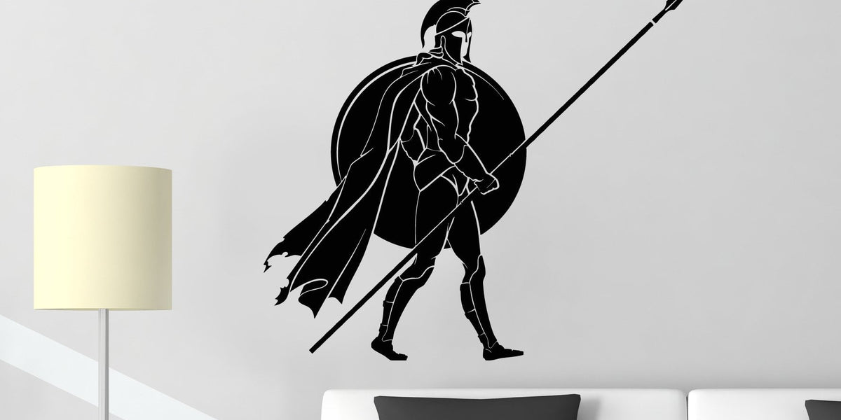 Vinyl Wall Decal Spartan Warrior With Spear Helmet Sparta Stickers (30 ...