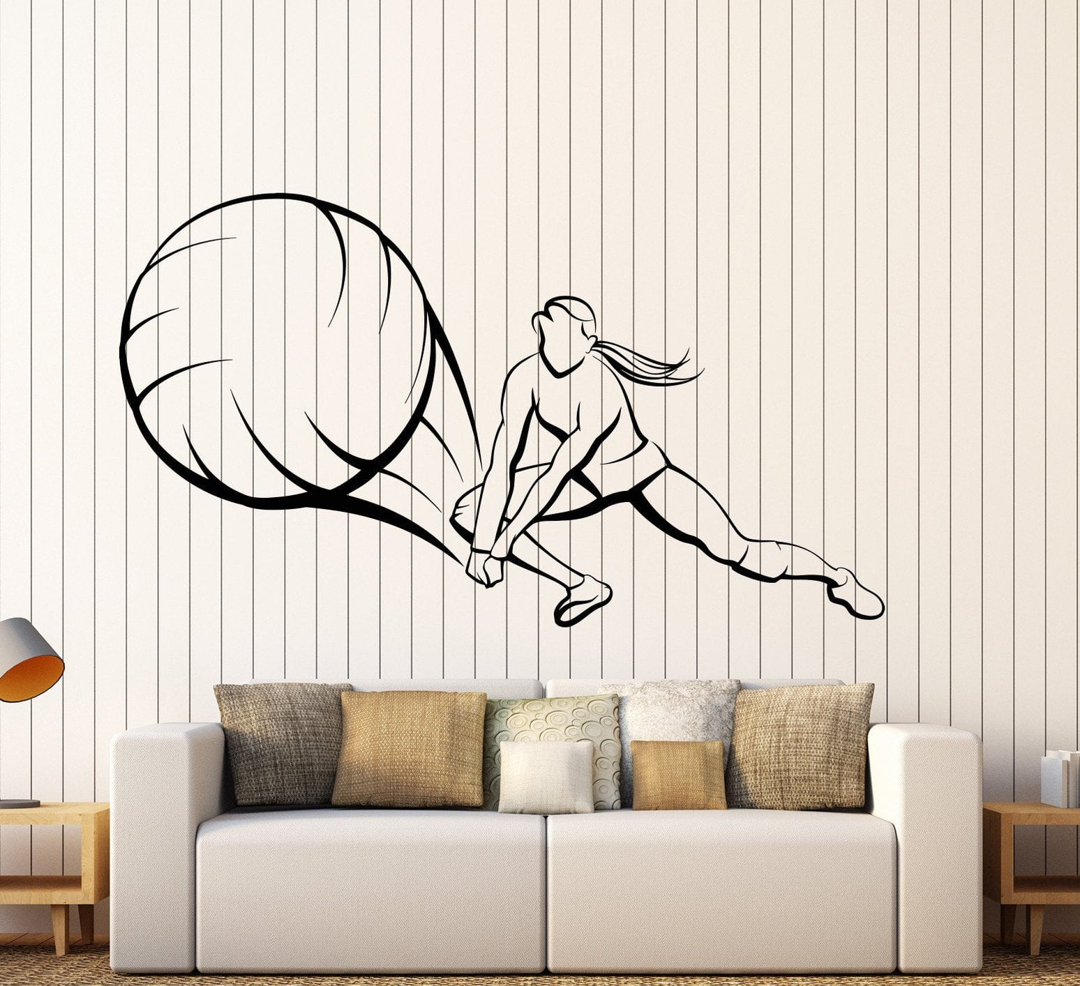 Vinyl Wall Decal Sport Beach Volleyball Ball Girl Player Woman Sticker ...