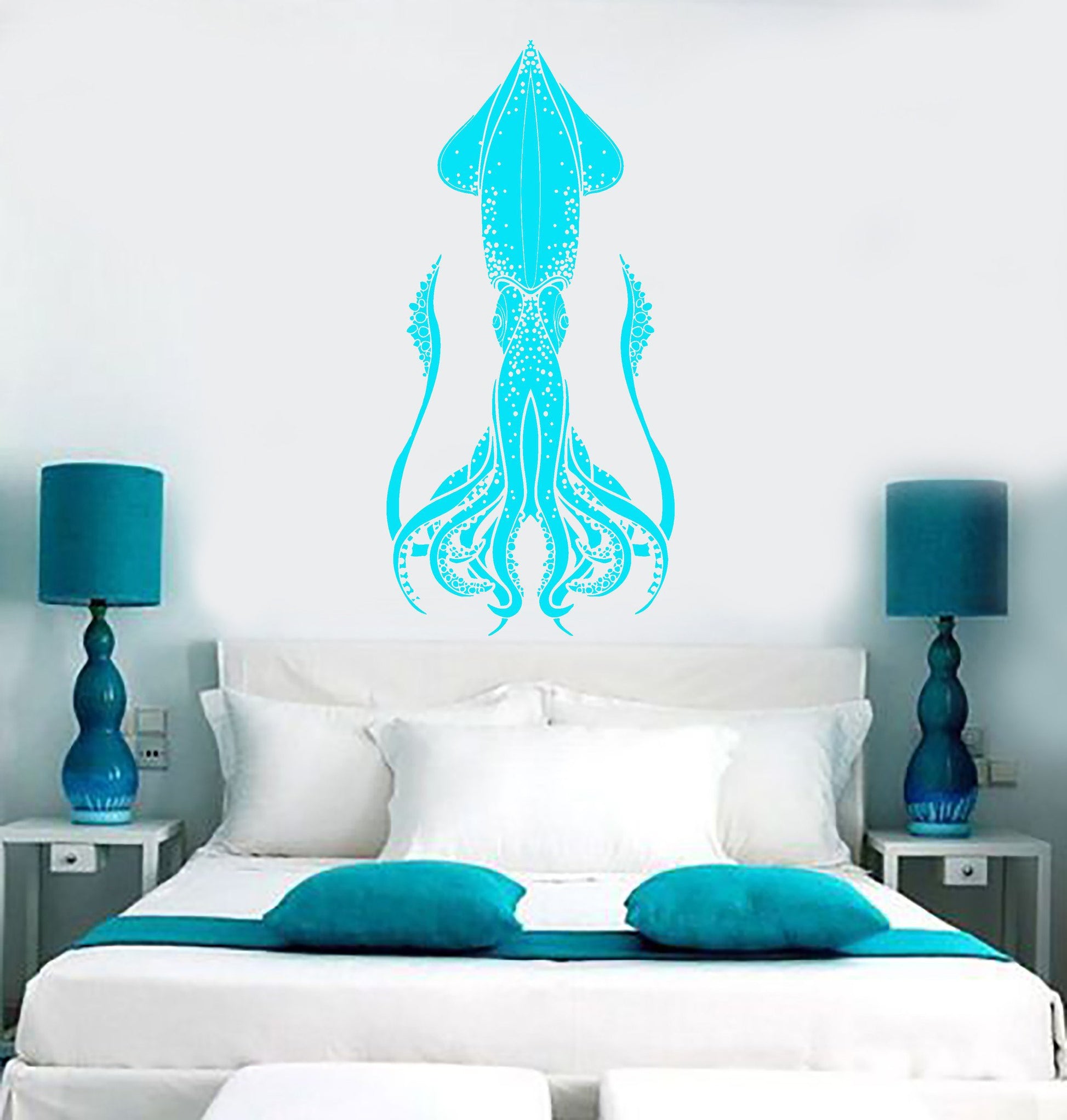 Vinyl Wall Decal Squid Octopus Marine Animal Ocean Sea Stickers Unique ...
