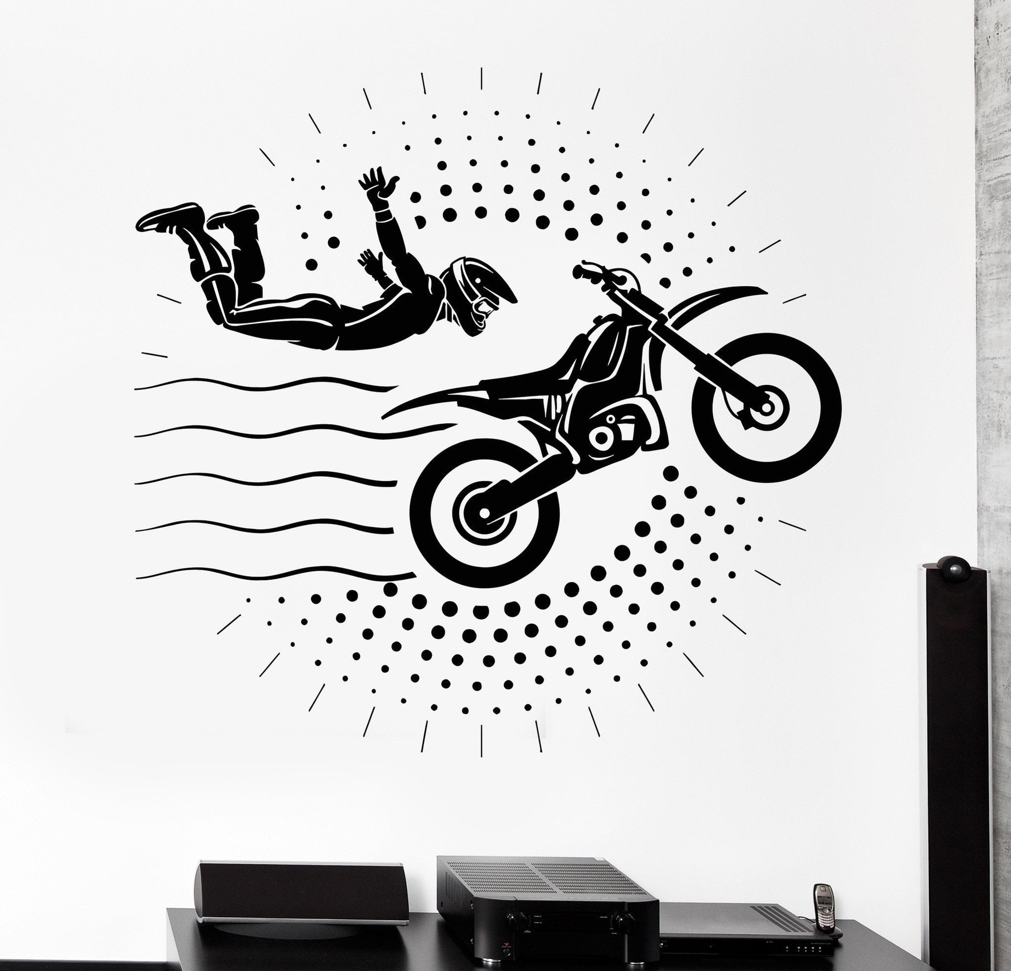 Vinyl Wall Decal Motorcyclist Stuntman Motorcycle Motorcycling Sticker ...