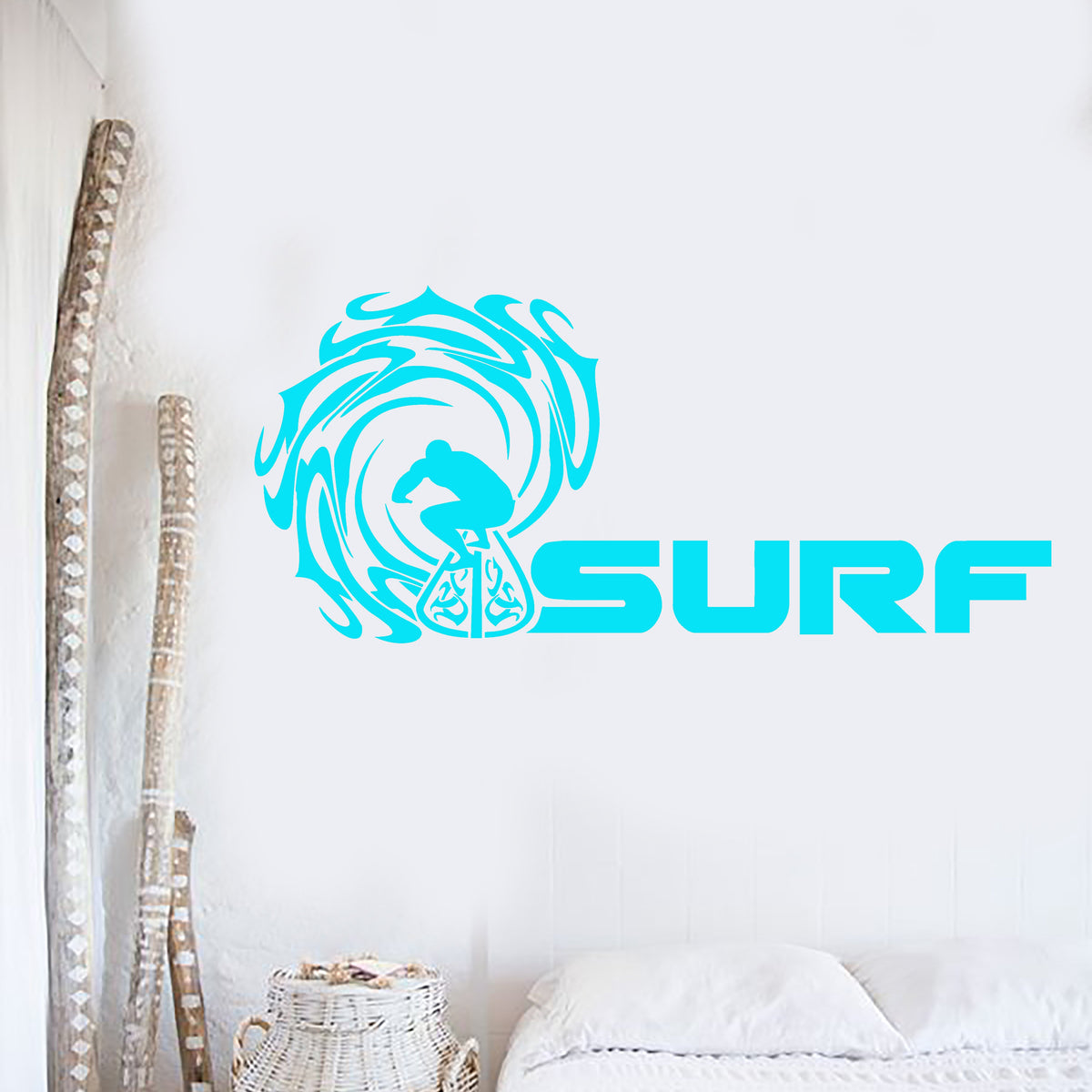 Vinyl Wall Decal Surf Surfing Logo Waves Water Sports Beach Style Stic ...