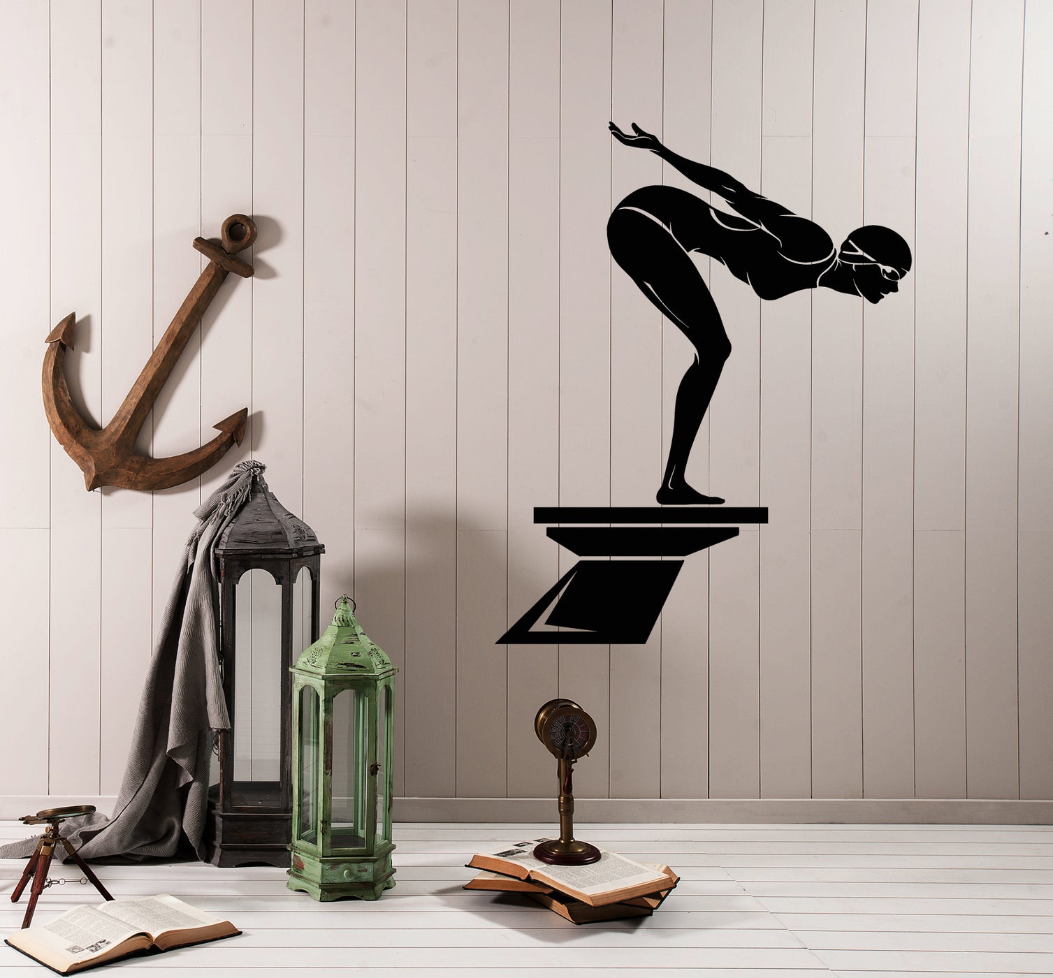 Vinyl Wall Decal Olympic Swimmer Water Sports Swimming Pool Stickers ...