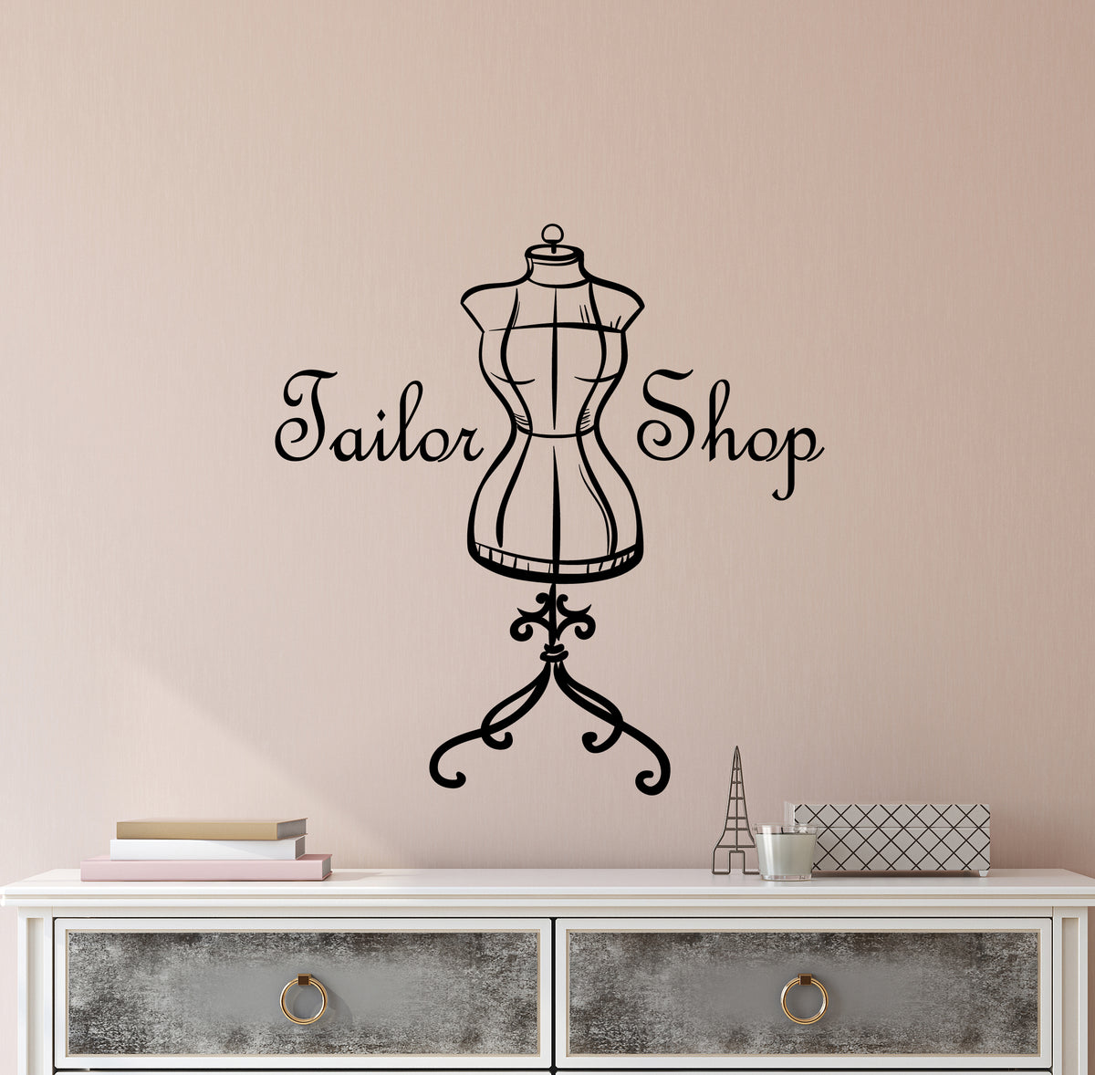 Vinyl Wall Decal Tailor Shop Atelier Logo Vintage Mannequin Stickers ...