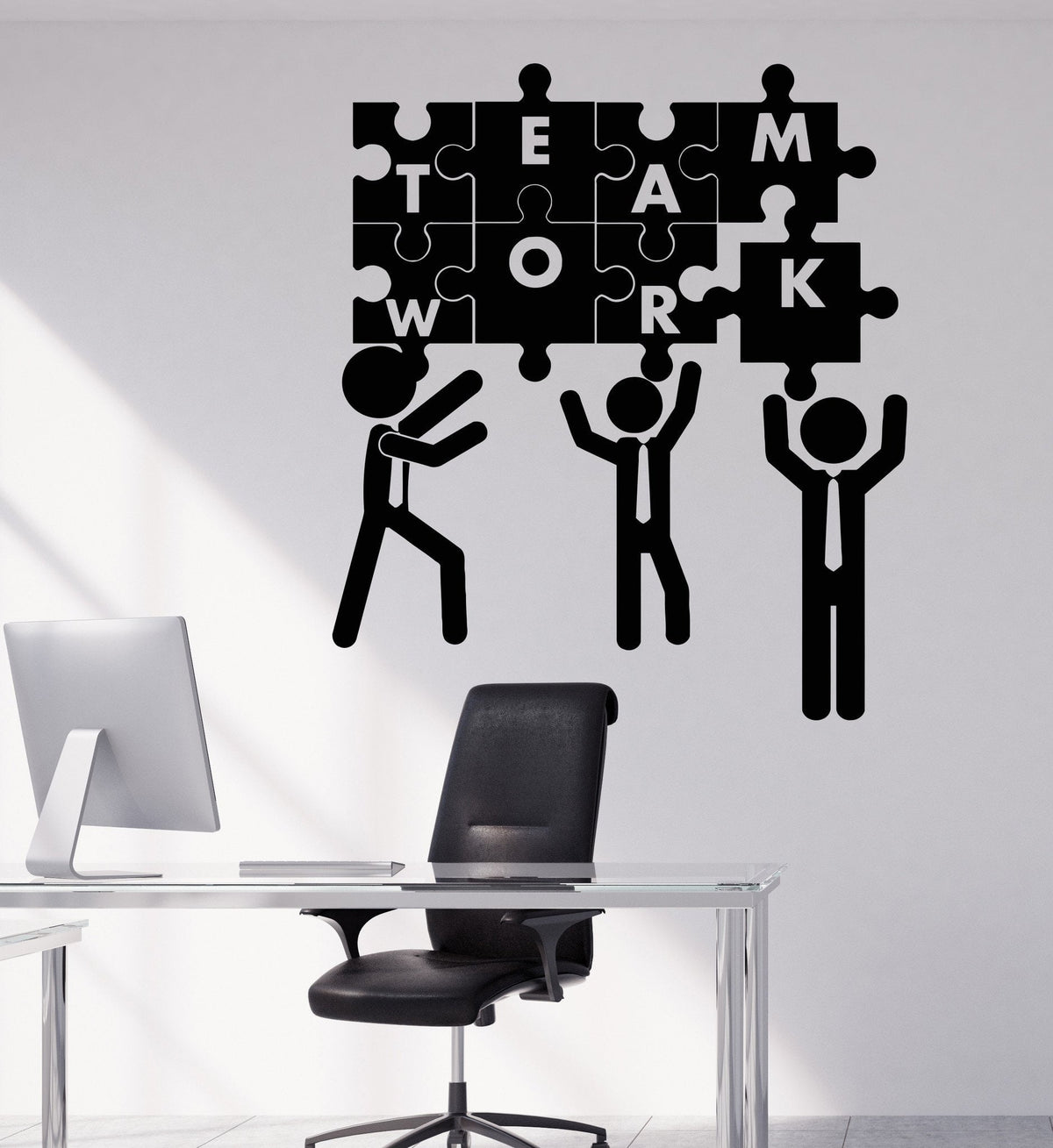 Vinyl Wall Decal Teamwork Office Worker Puzzles Job Stickers Unique Gi ...