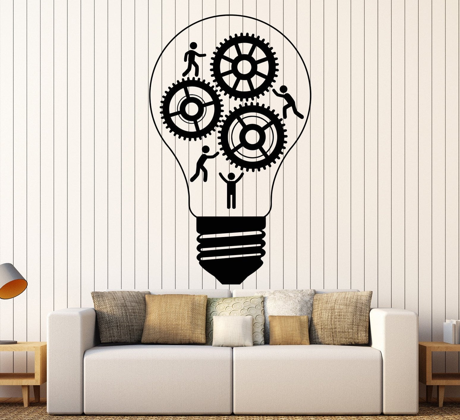 Vinyl Wall Decal Teamwork Light Bulb Idea Office Worker Art Decor Stic ...