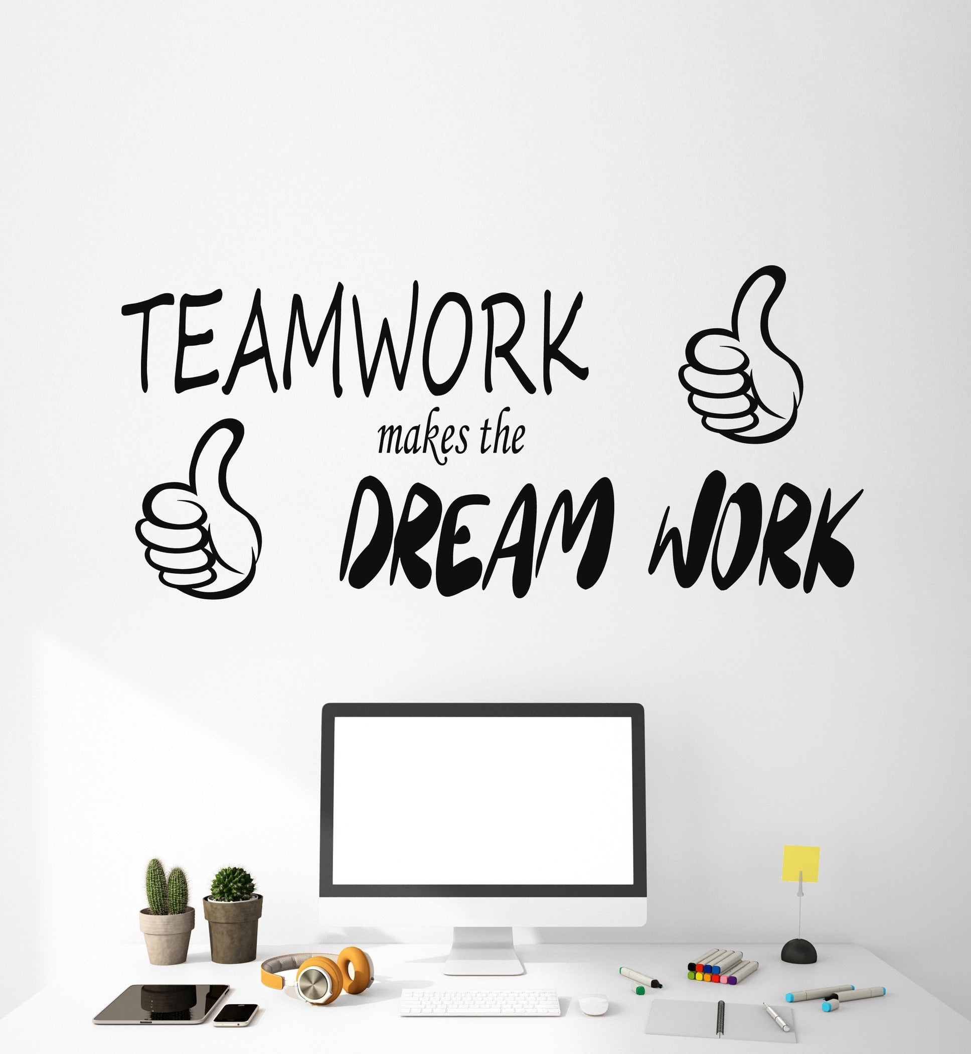 Vinyl Wall Decal Stickers Motivation Quote Words Teamwork Makes Dream ...