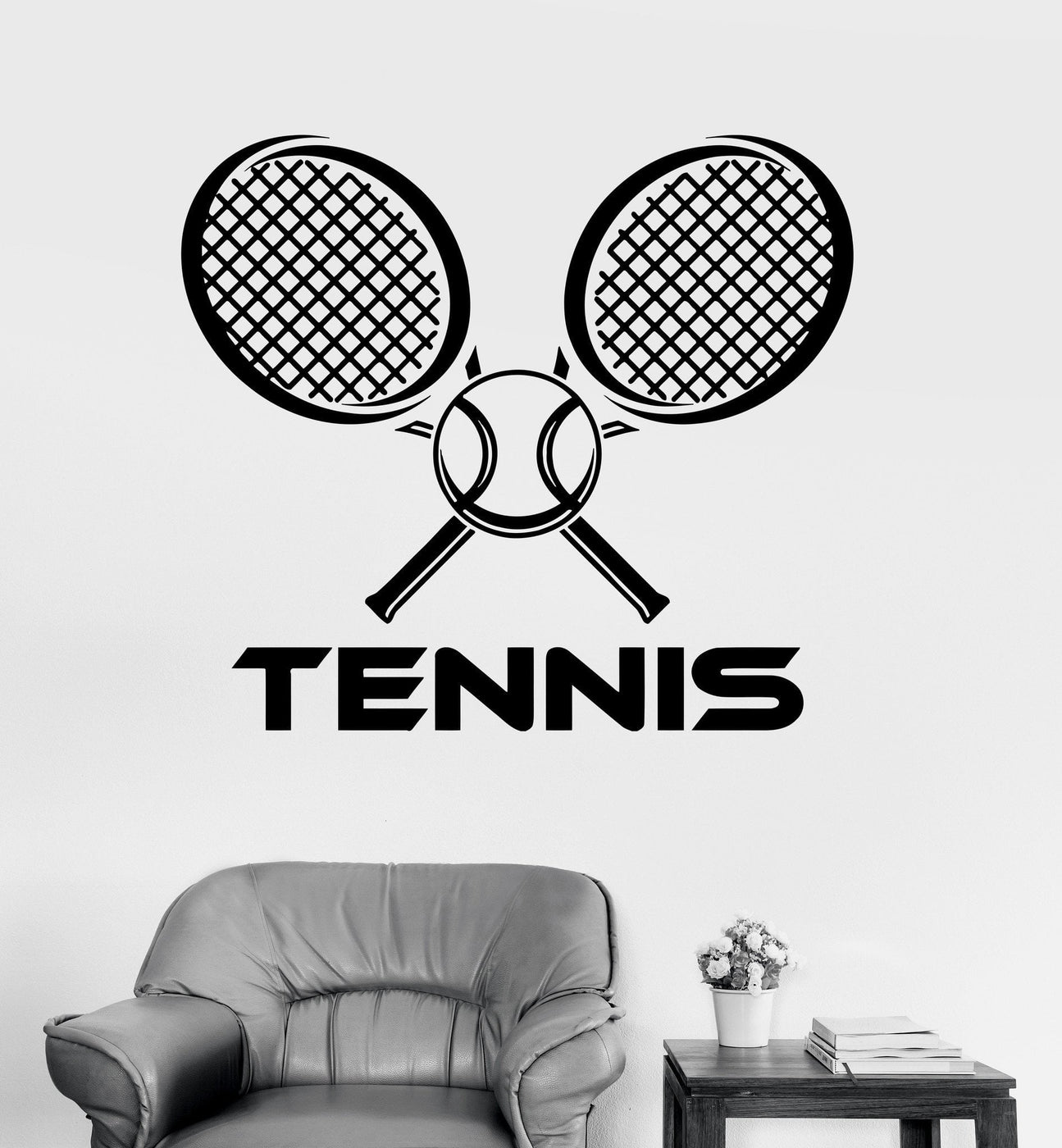Vinyl Wall Decal Tennis Racket Ball Sports Racquet Stickers Unique Gif ...