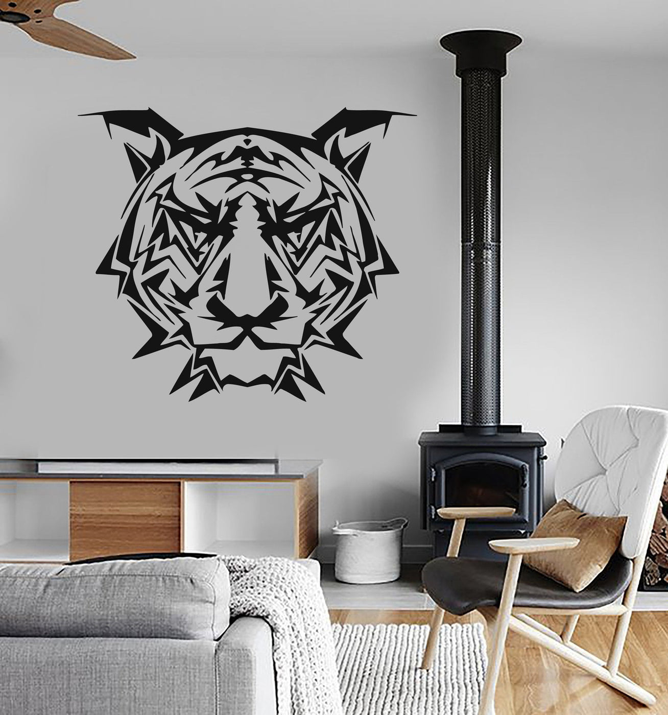 Vinyl Wall Decal Tiger Head Animal Tribal Predator Decor Mural Sticker ...