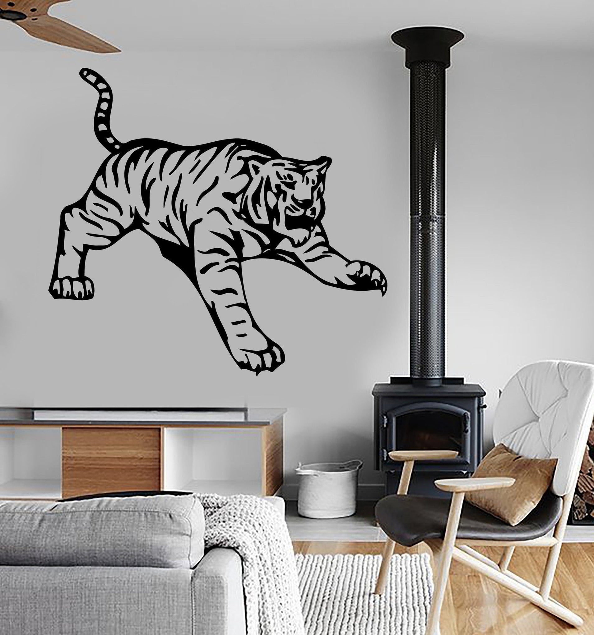Vinyl Wall Decal Tiger Animal Predator Decor Mural Stickers Unique Gif ...