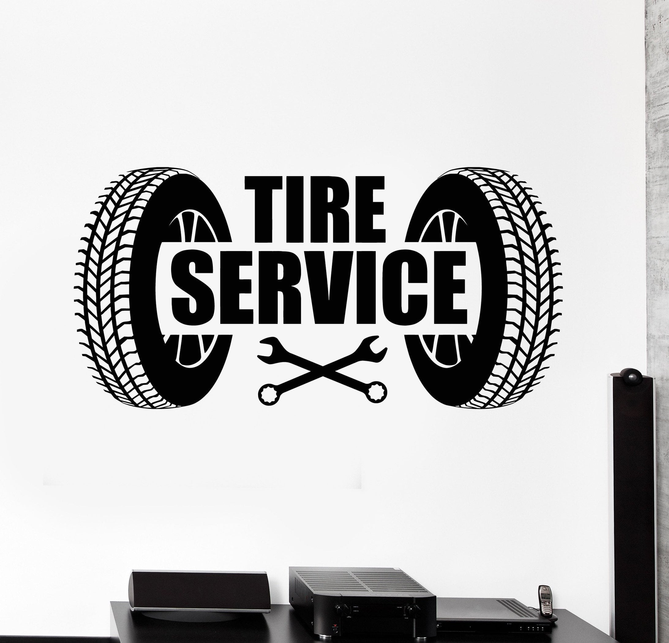 Vinyl Wall Decal Tire Service Repair Garage Car Stickers Murals Unique ...