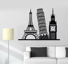 Vinyl Wall Decal Eurotrip Europe Travel Attractions Stickers Unique Gi ...