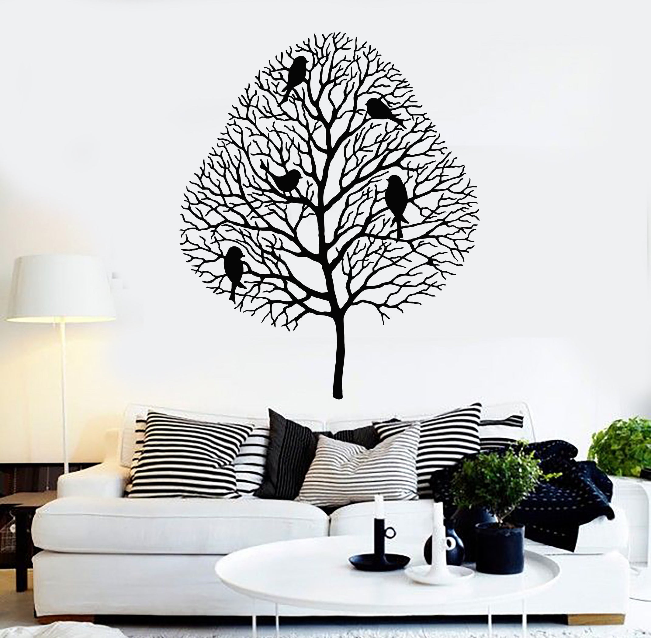 Vinyl Wall Decal Bare Tree Branches Birds Room Art Idea Stickers Mural ...