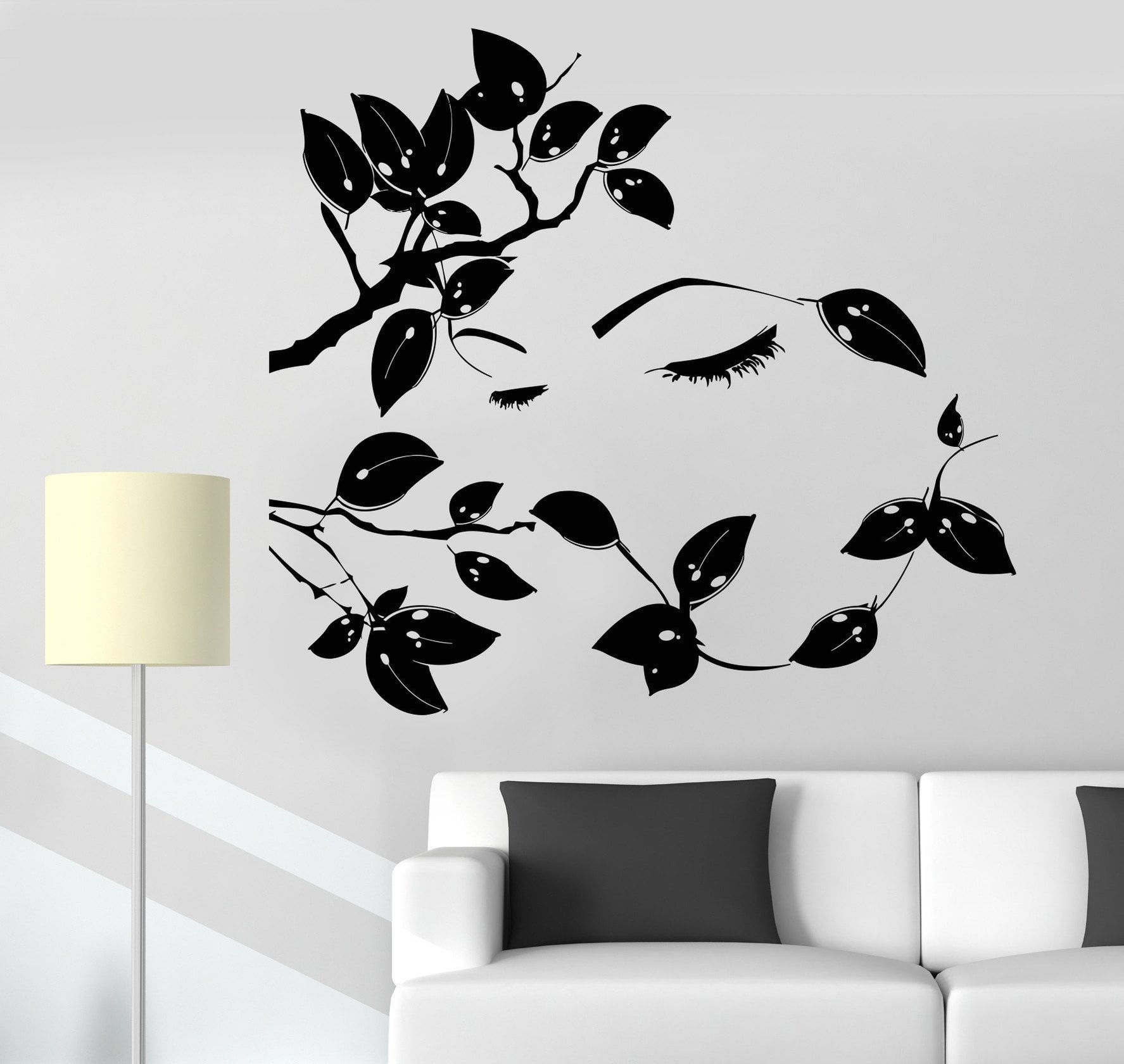 Vinyl Wall Decal Beautiful Tree Branches Girl Eyes Eyelash Woman Stick ...