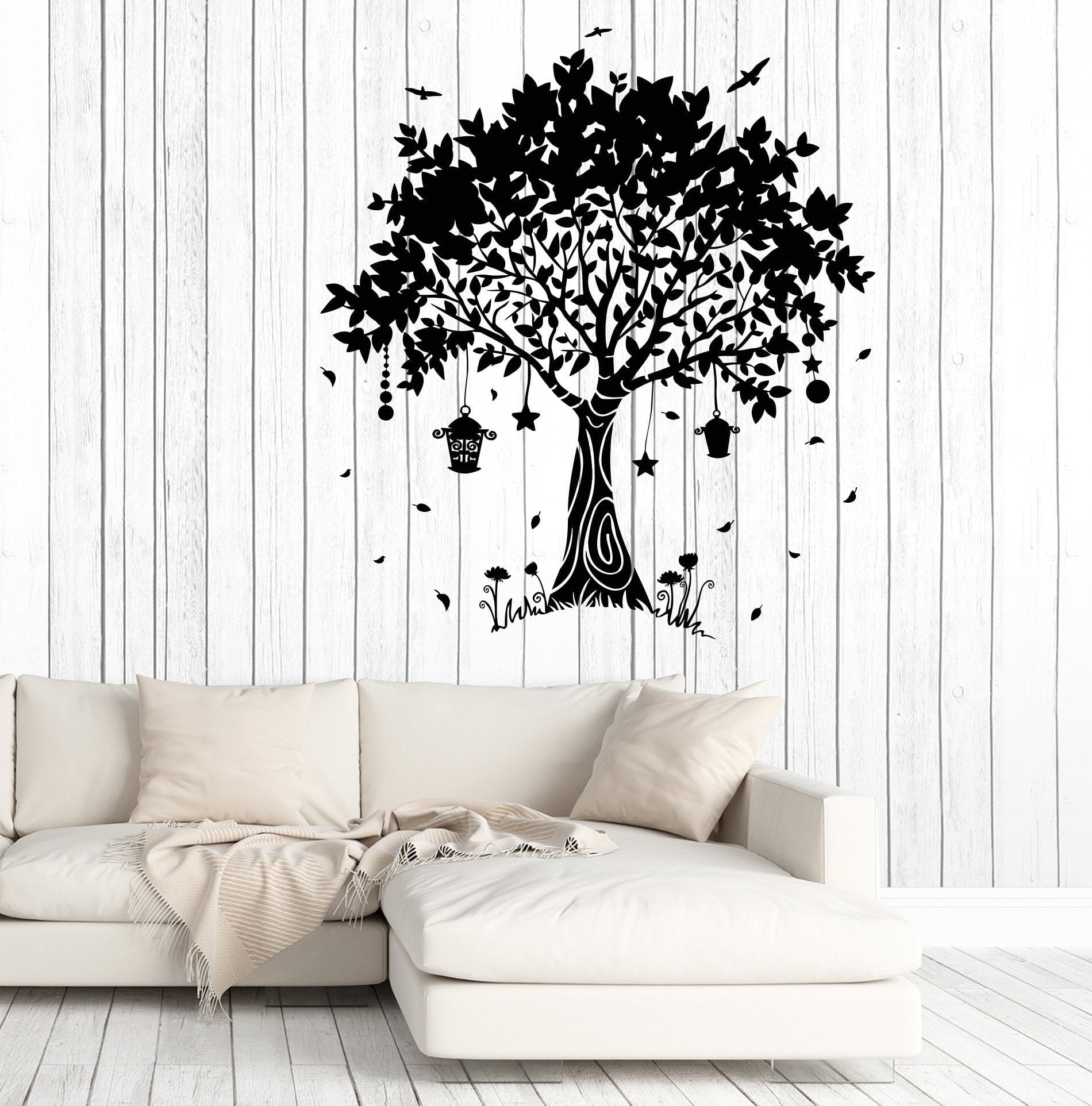 Vinyl Wall Decal Beautiful Magic Tree Fairy Tale Birds Nature Stickers ...
