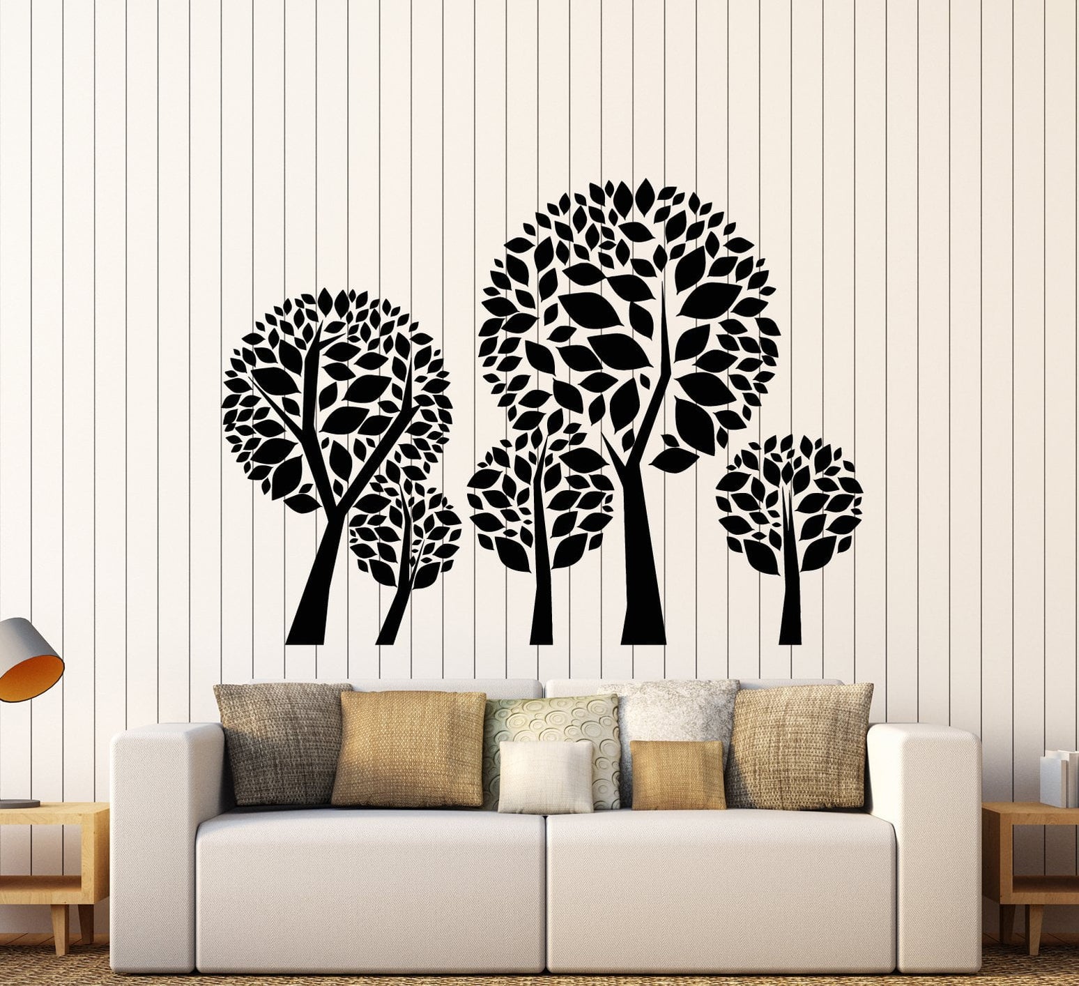 Vinyl Wall Decal Cartoon Forest Trees Leaves Nursery Children's Room D ...