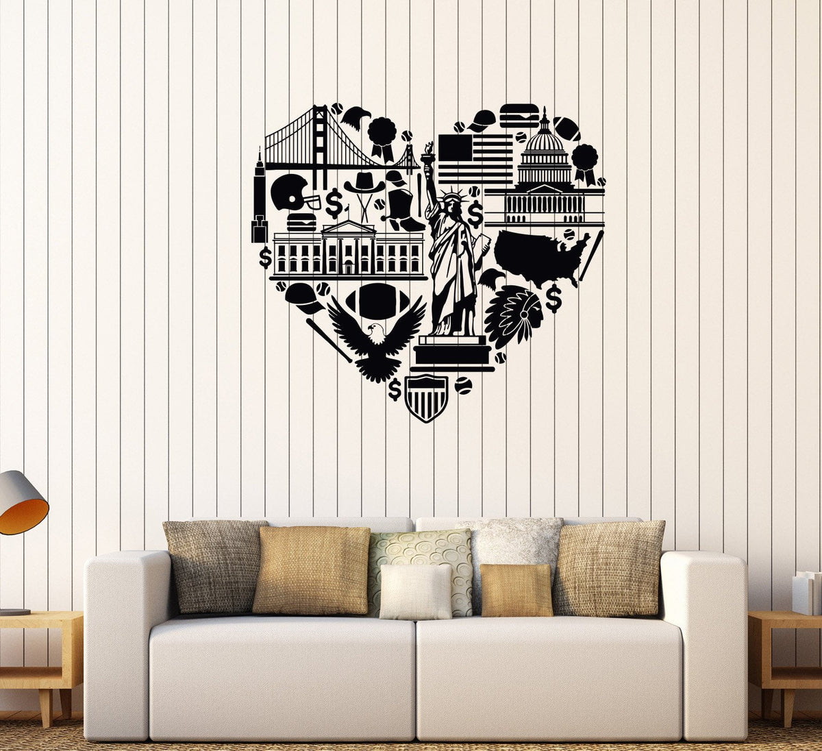 Vinyl Wall Decal United States Symbols USA Patriotic Decor Stickers Un ...