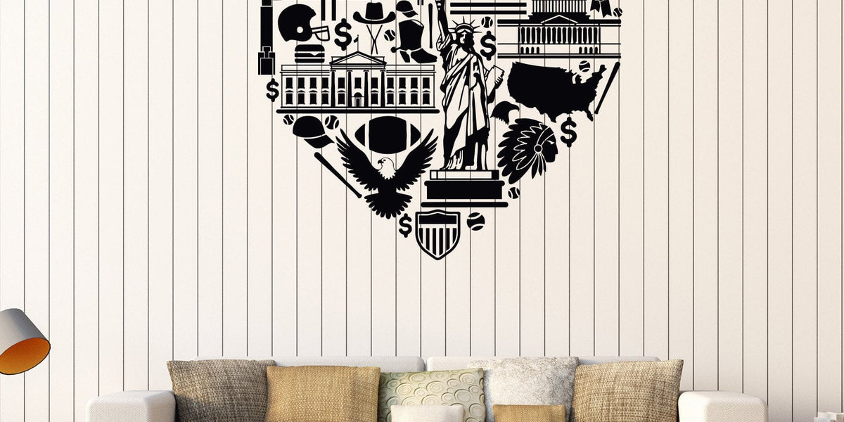 Vinyl Wall Decal United States Symbols USA Patriotic Decor Stickers Un ...