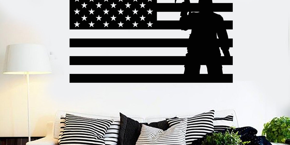 Vinyl Wall Decal USA Flag Soldier Patriotic Military Art Stickers Uniq ...