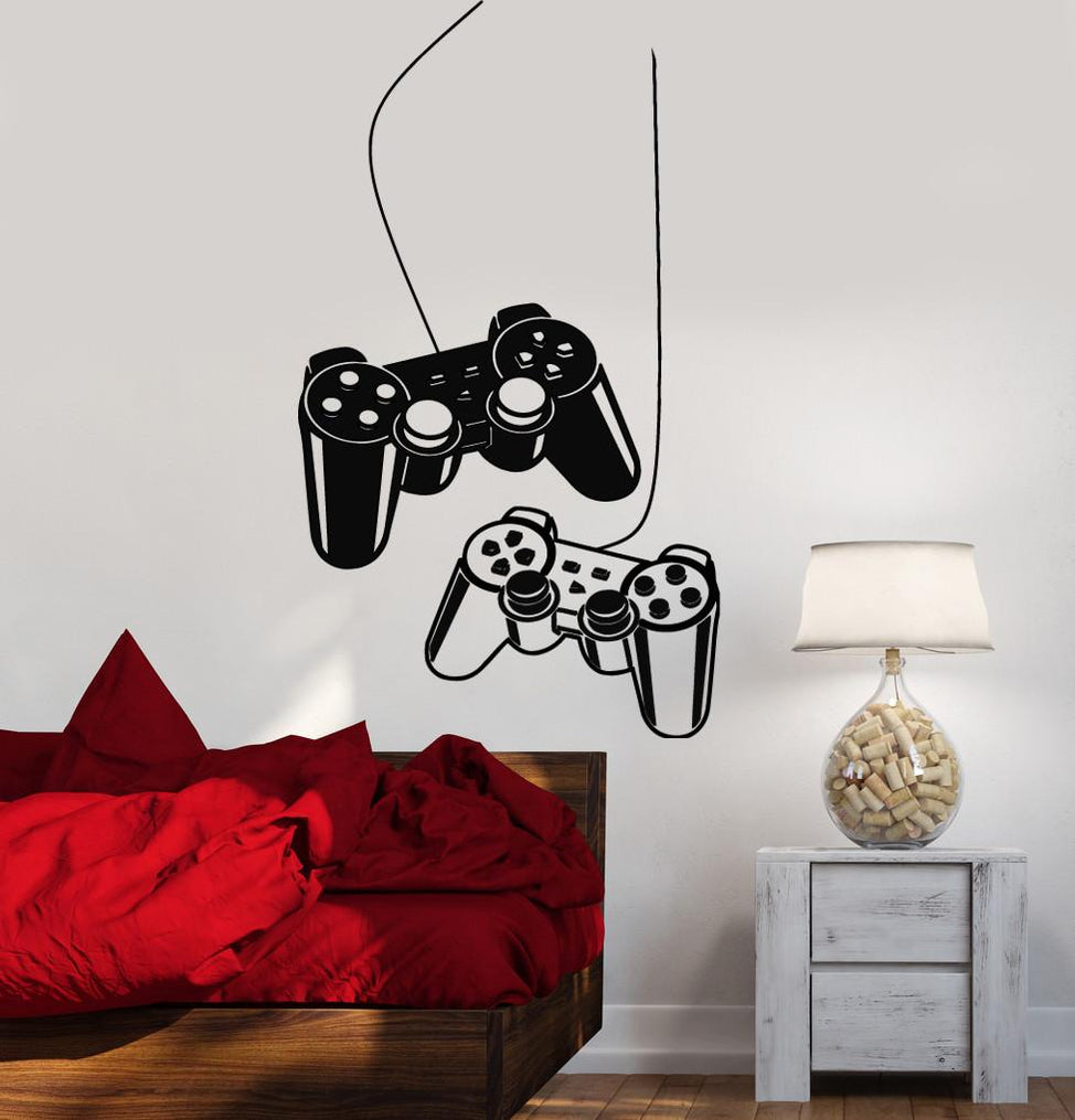 Joystick Wall Decal Gamer Video Game Play Room Kids Vinyl Stickers Art ...