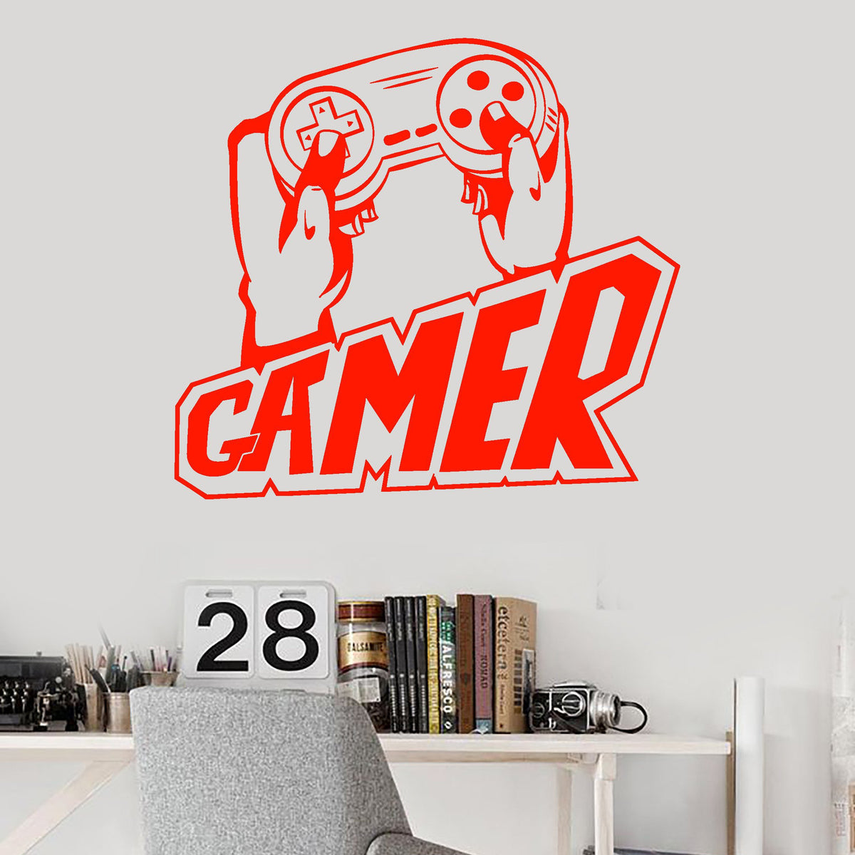 Vinyl Wall Decal Gamer Hands Joystick Video Game Player Stickers Uniqu ...