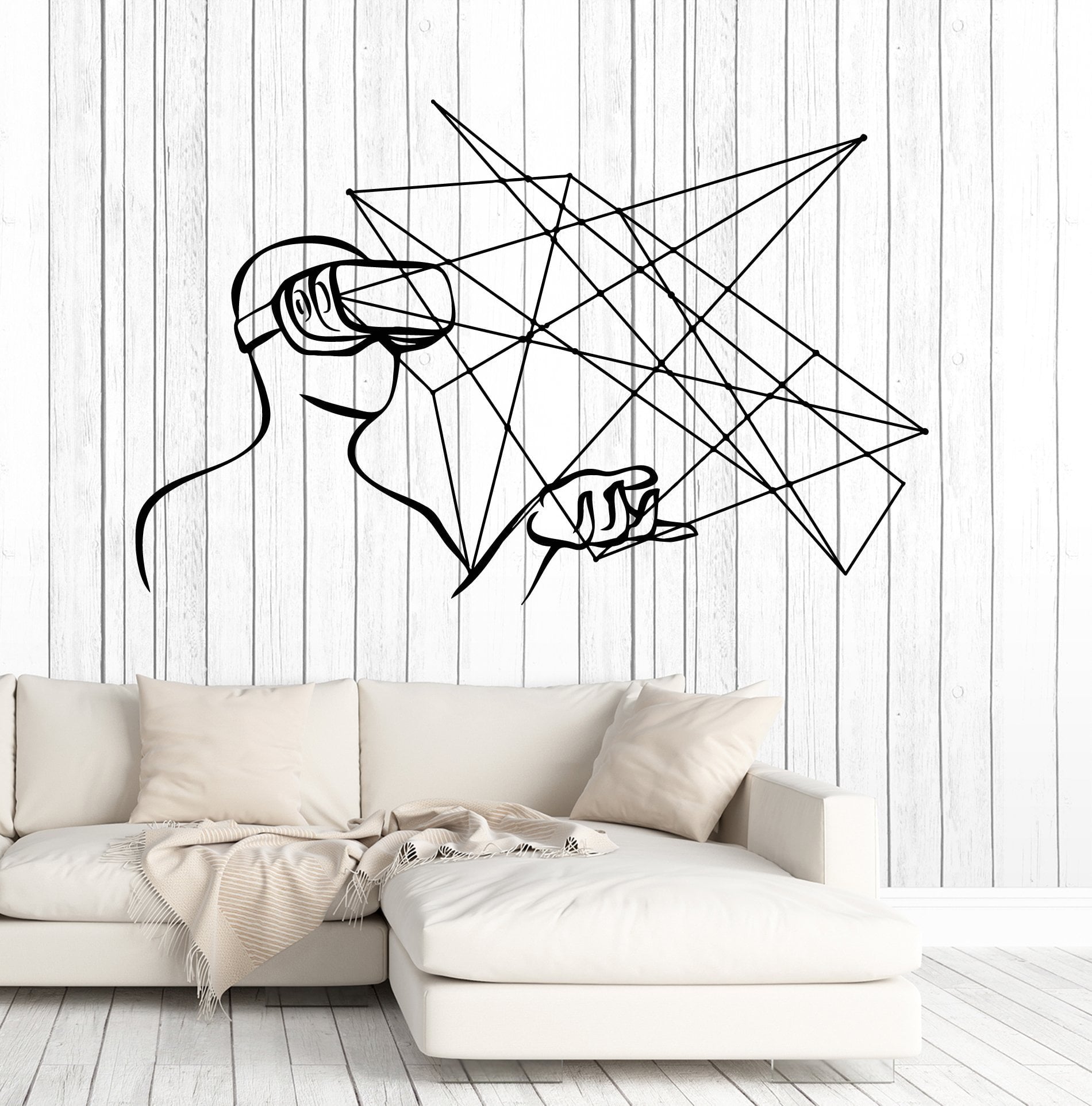 Vinyl Wall Decal Helmet Virtual Reality Points VR Headset Stickers Uni ...