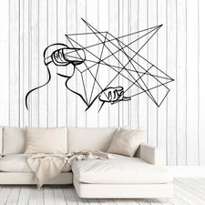 Vinyl Wall Decal Helmet Virtual Reality Points VR Headset Stickers Uni ...