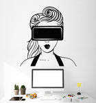 Vinyl Wall Decal Virtual Reality VR Headset Girl Art Decor Stickers Un ...