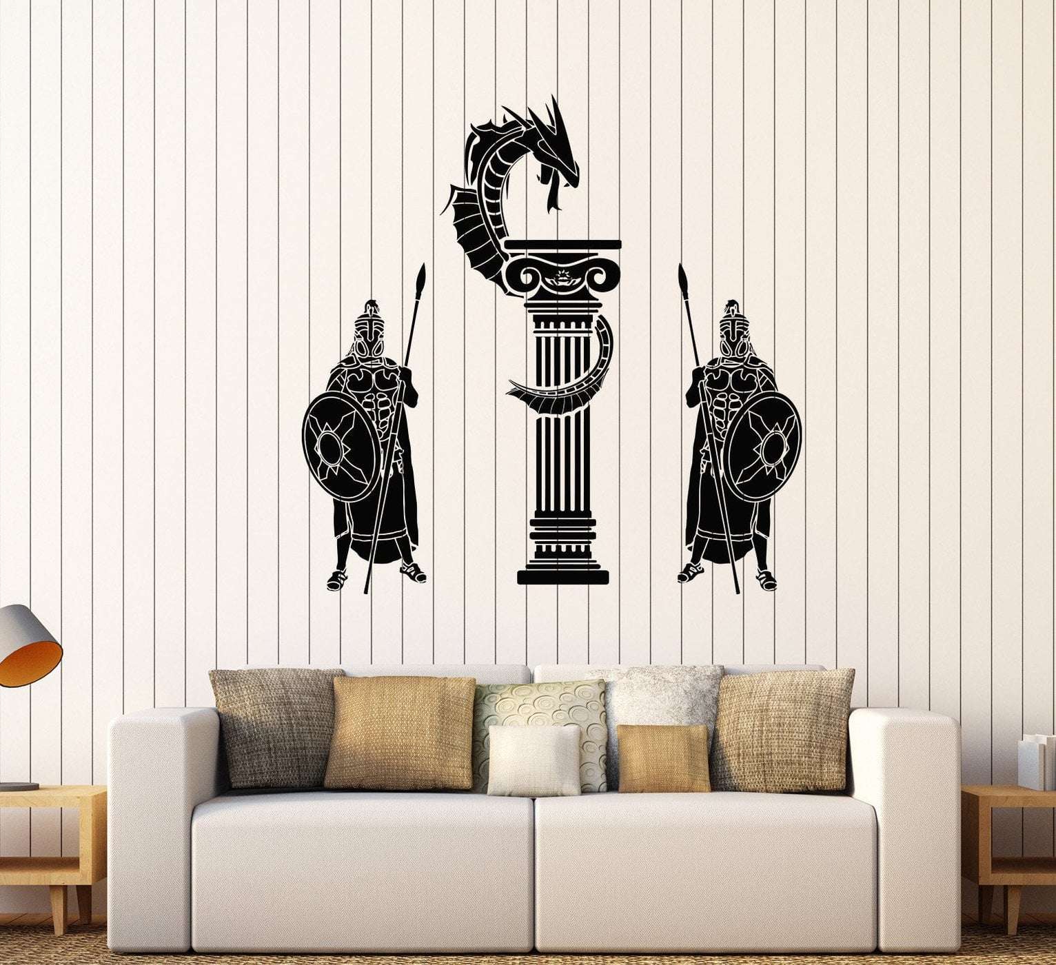 Vinyl Wall Decal Ancient Greece Warriors Dragon Boy Room Stickers Uniq ...