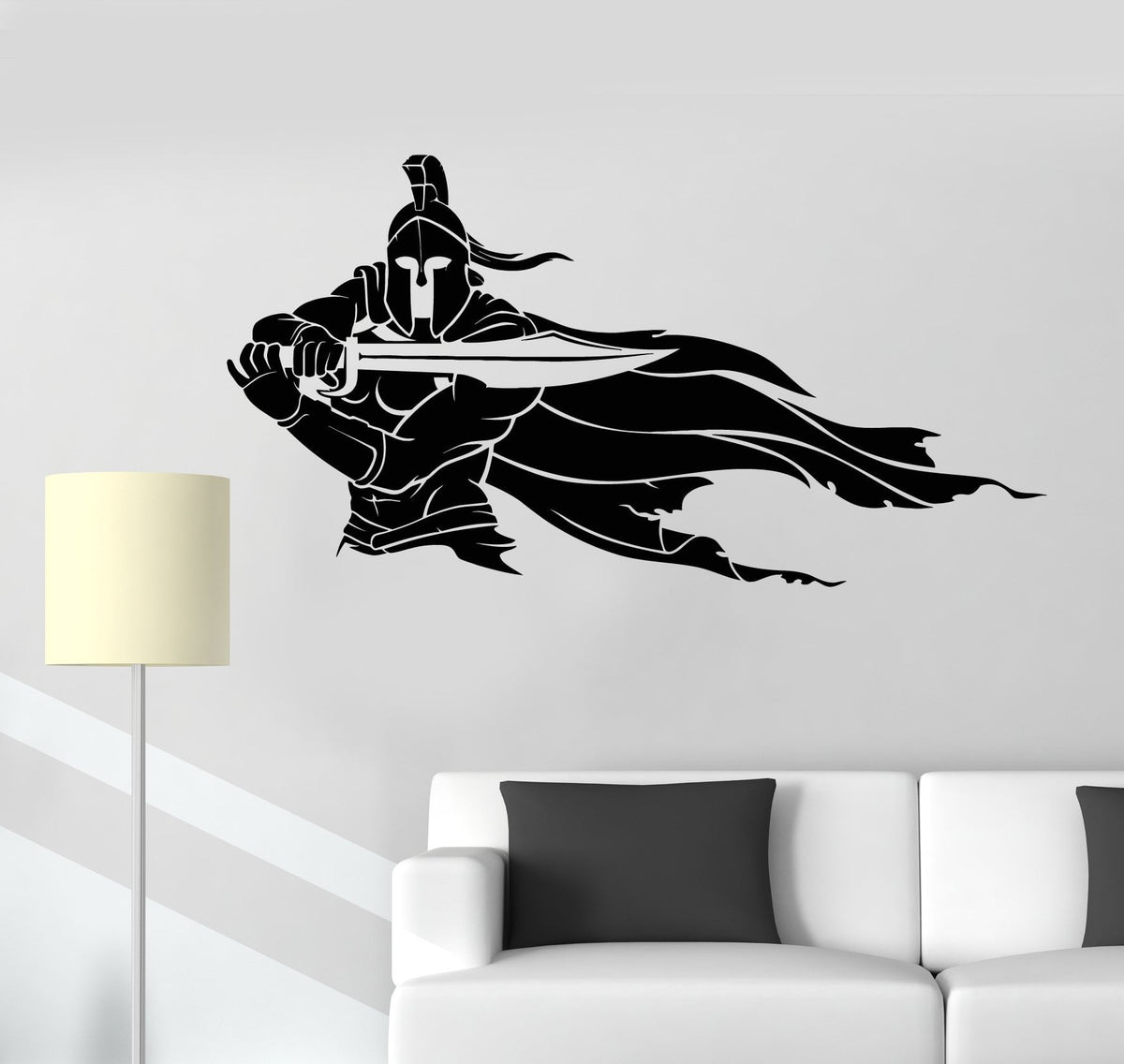 Vinyl Wall Decal Spartan Warrior Helmet Sword Cloak Of Warrior Sticker ...