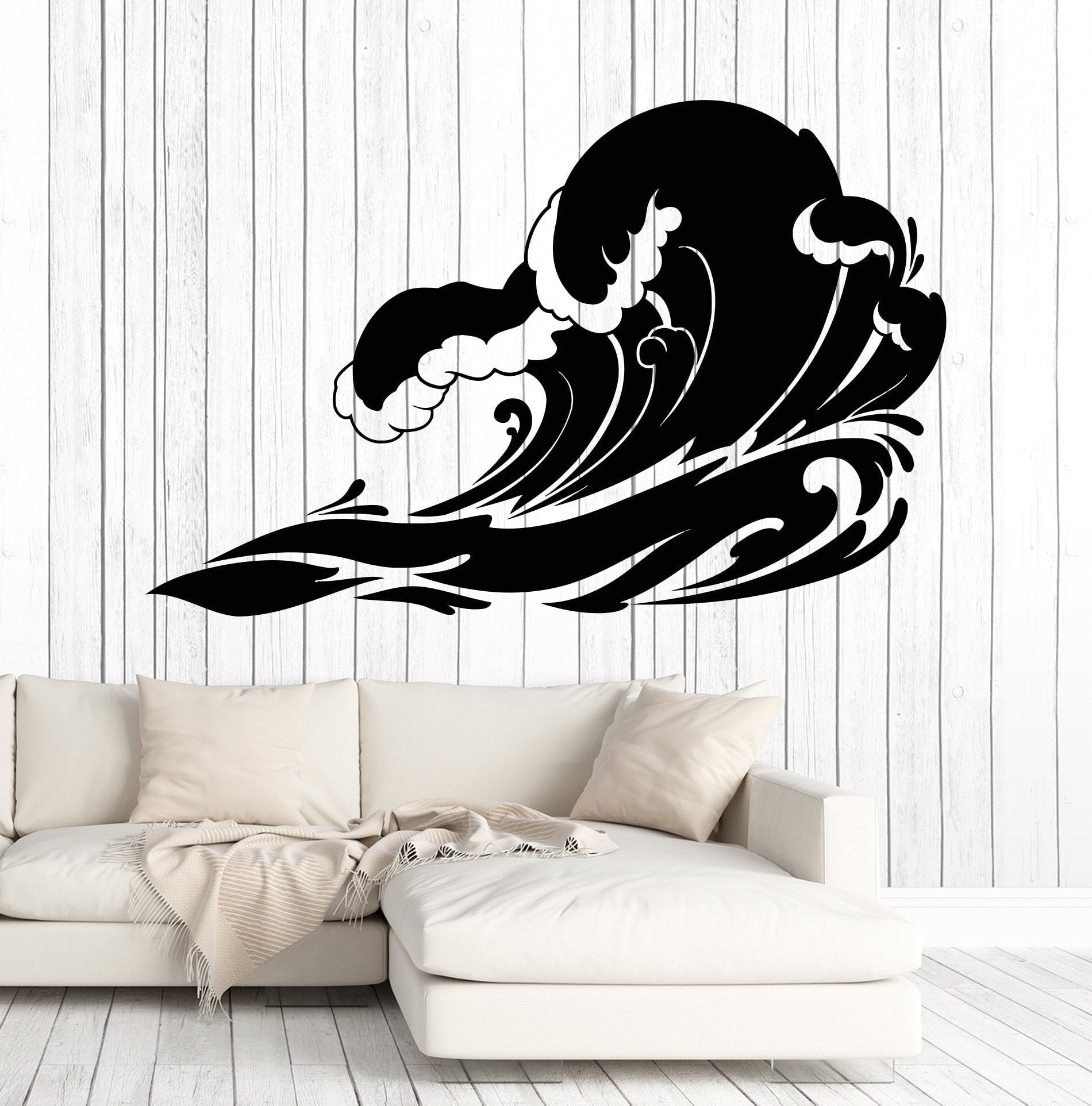 Vinyl Wall Decal Great Waves Sea Ocean Marine Style Tsunami Stickers U ...