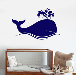 Vinyl Wall Decal Big Blue Whale Cartoons Sea Animals Stickers Unique G ...