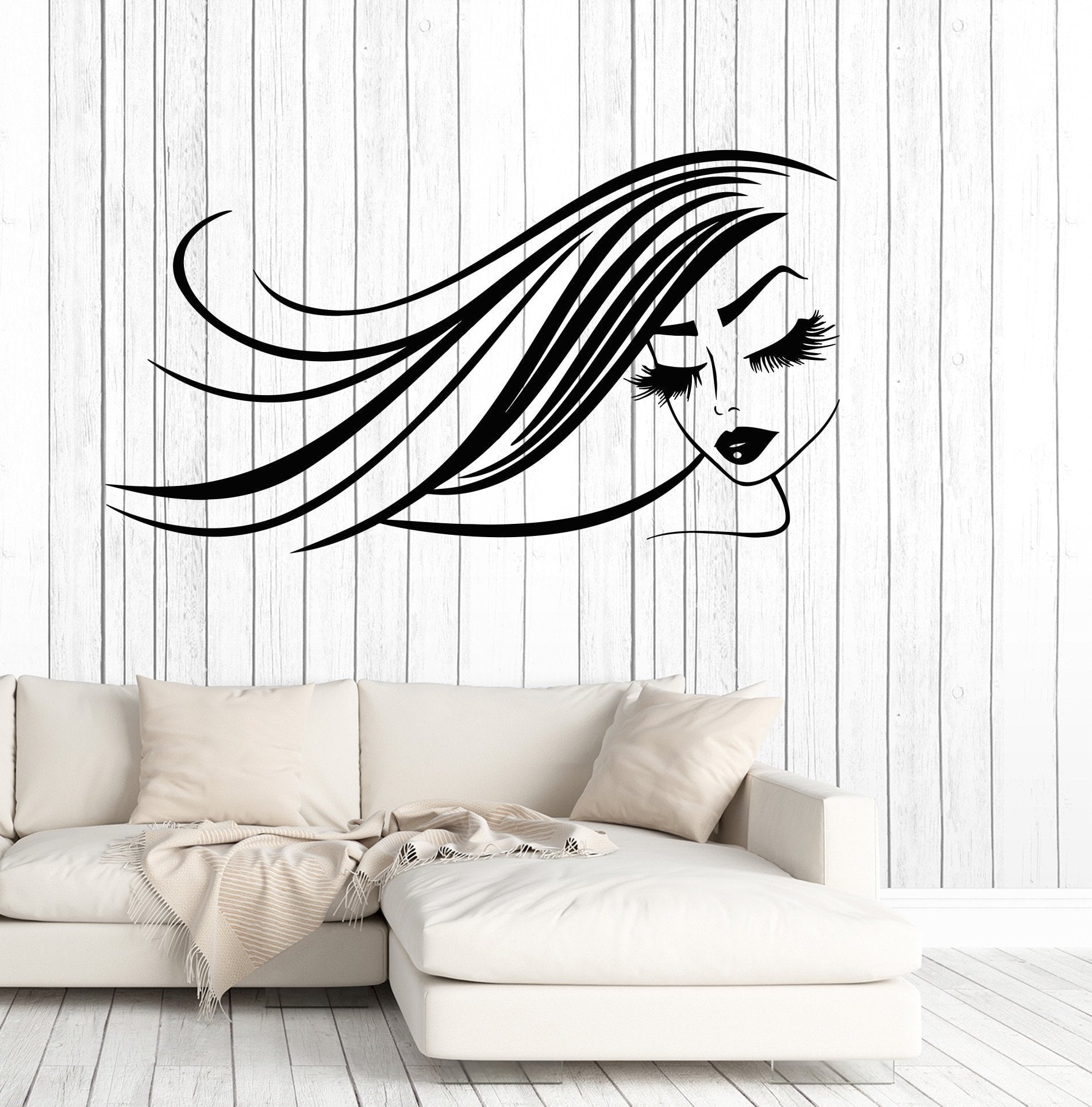 Vinyl Wall Decal Beautiful Girl Fashion Beauty Hair Salon Stickers Uni ...