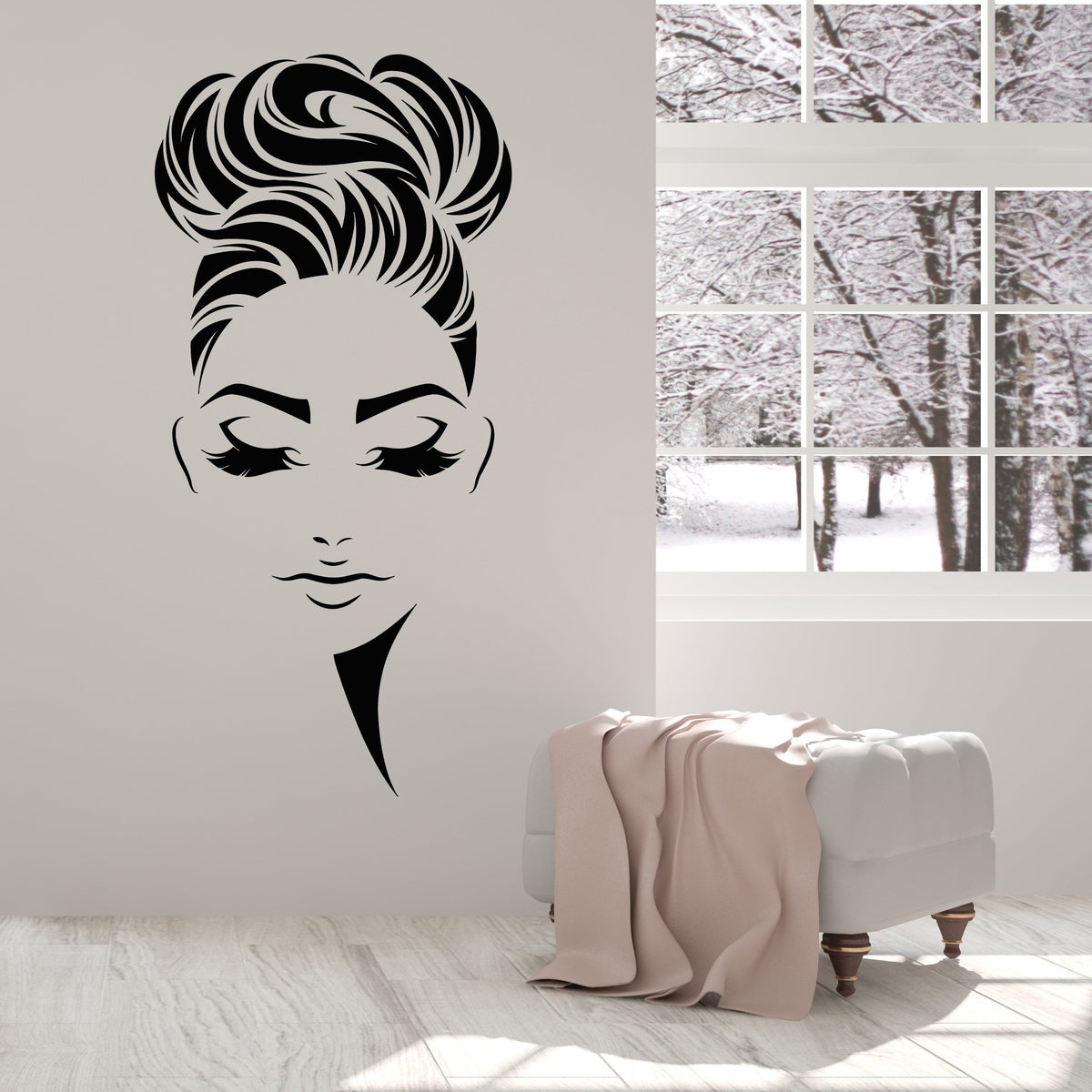 Vinyl Wall Decal Beauty Hair Salon Hairstyle Girl Face Makeup Stickers ...