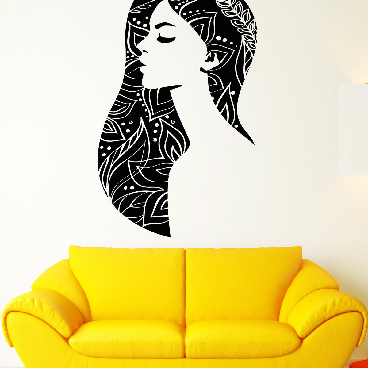 Vinyl Wall Decal Beautiful Woman Abstract Girl Beauty Hair Salon Stick ...