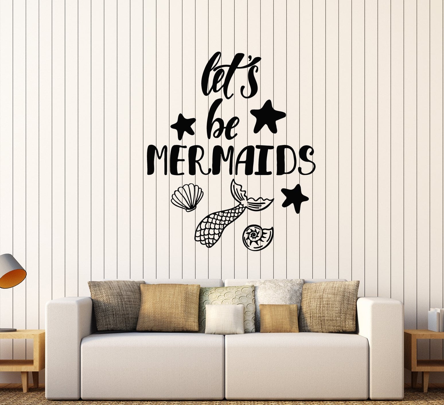 Vinyl Wall Decal Let's Be Mermaid Fish Tail Funny Words Quote Stickers ...