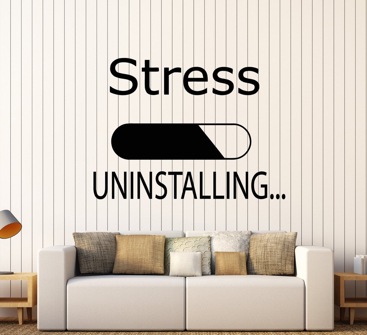 Vinyl Wall Decal Words Stress Uninstalling Loading Relaxation Stickers ...