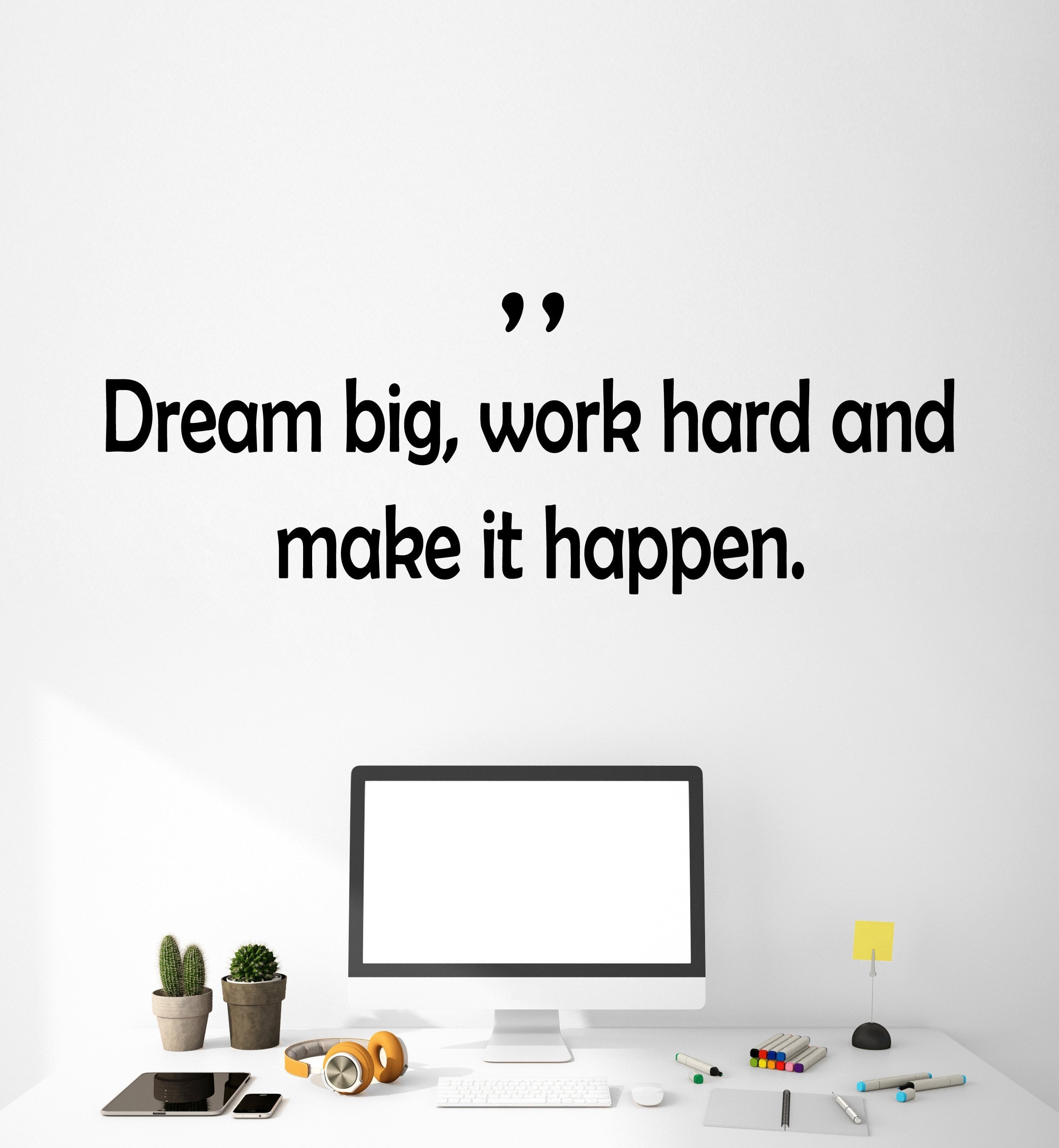 Vinyl Wall Decal Stickers Motivation Quote Words Work Hard Dream Big I ...
